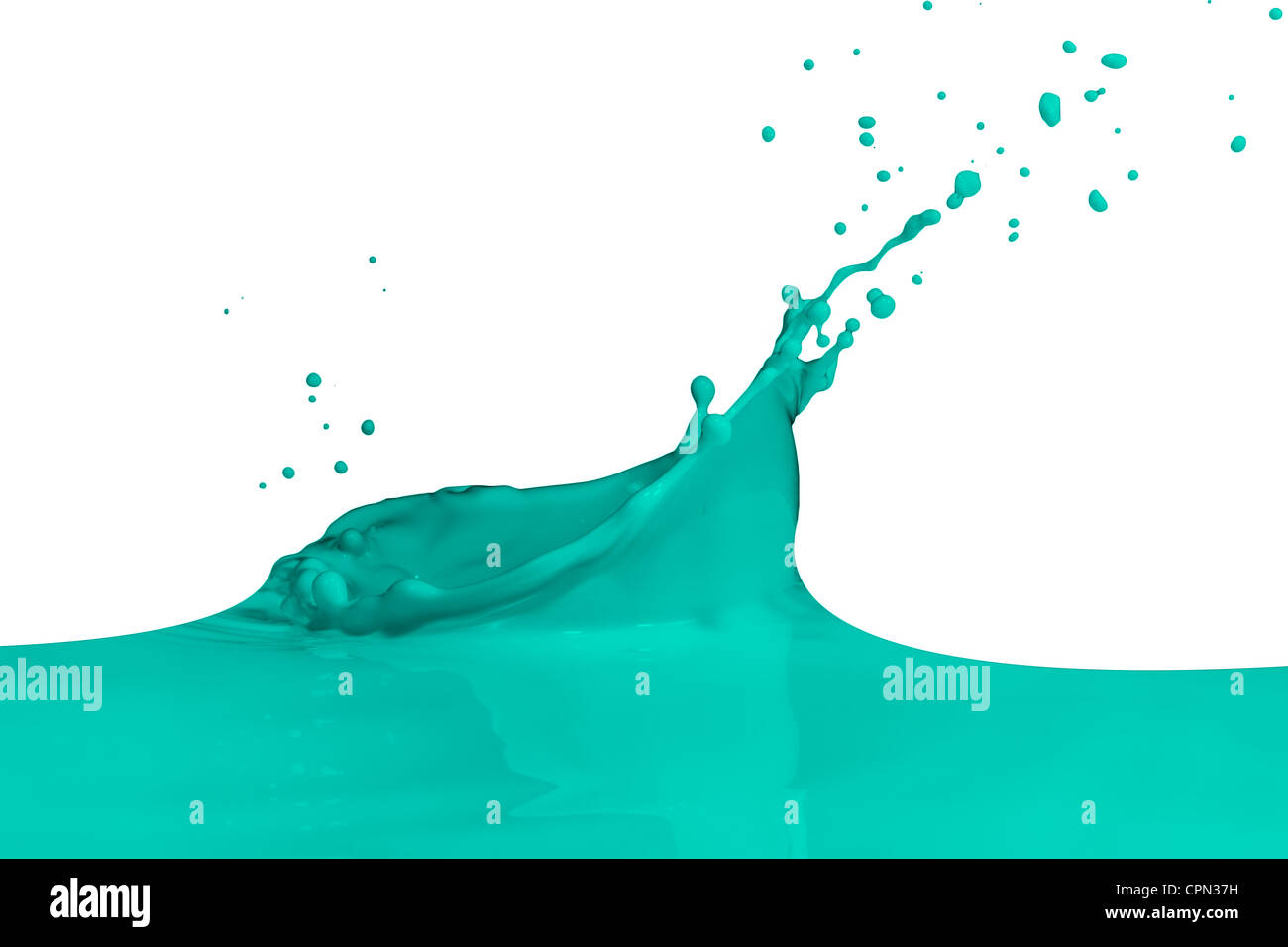 green paint splashing isolated on white Stock Photo - Alamy