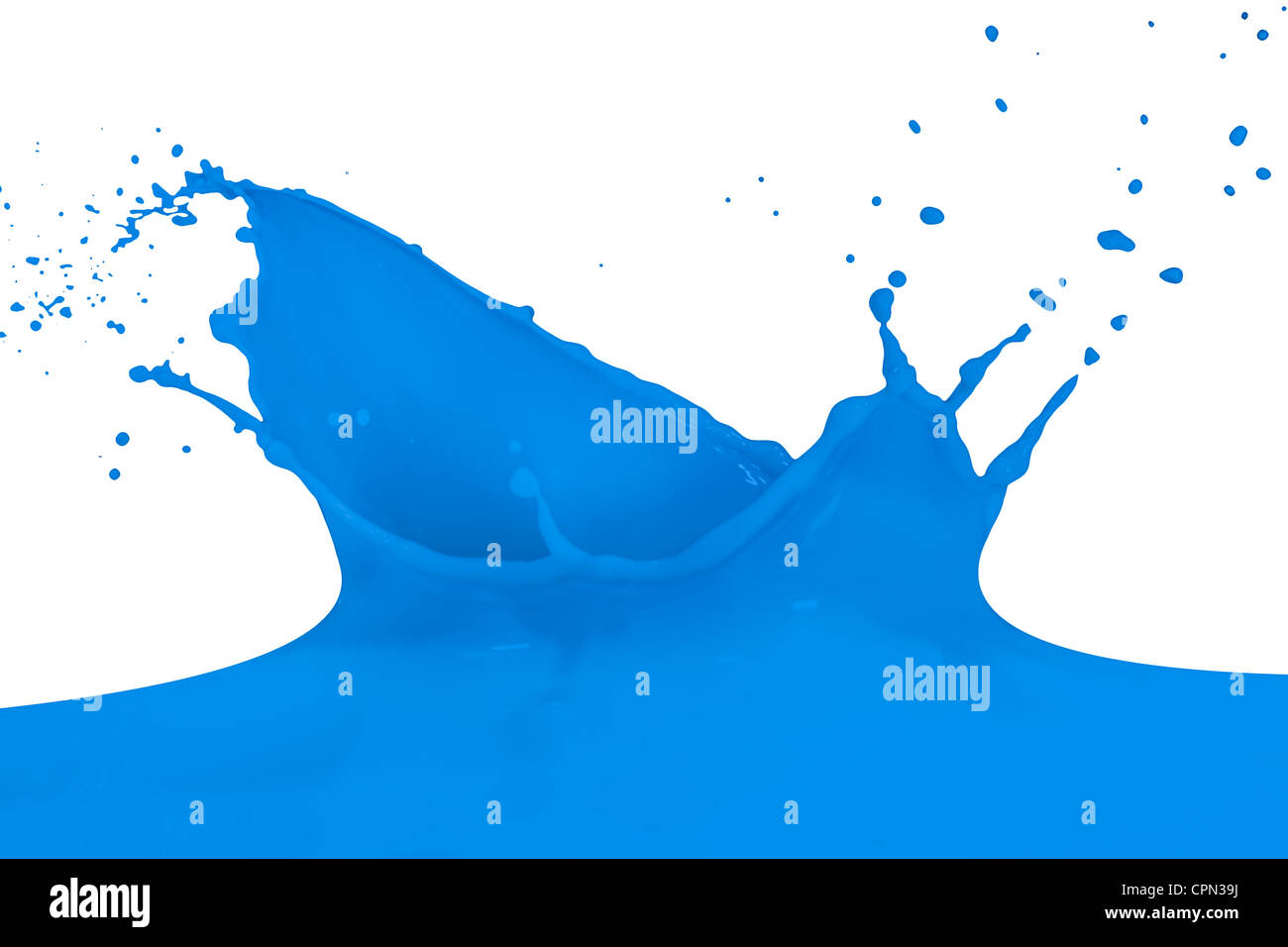 blue paint splashing isolated on white Stock Photo - Alamy