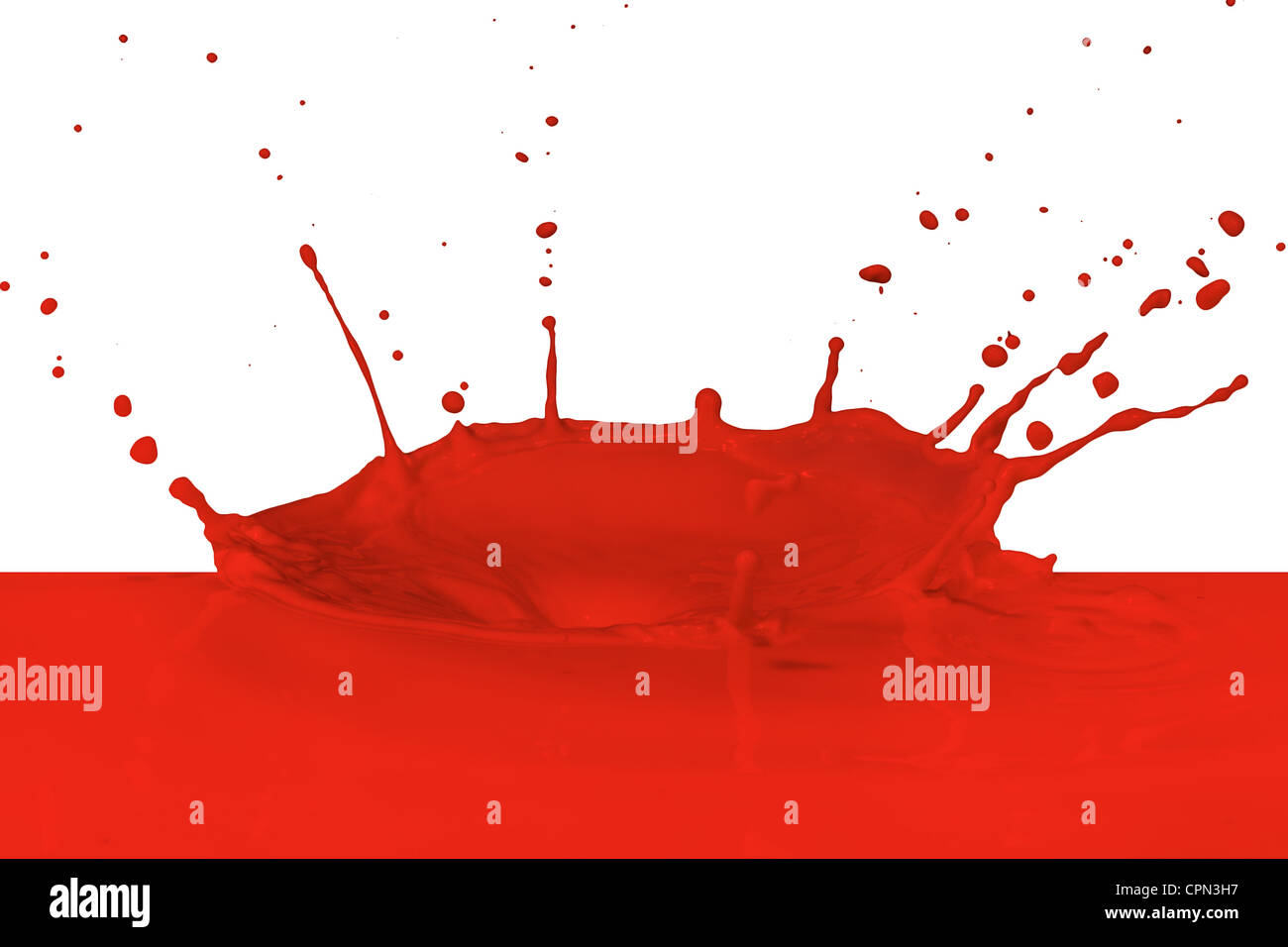 red paint splashing isolated on white Stock Photo - Alamy