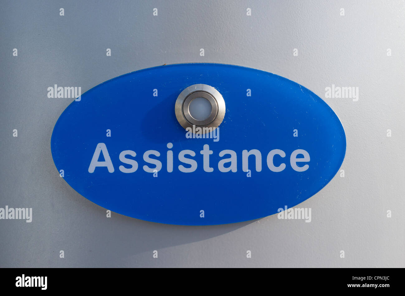An "ASSISTANCE" button on a blue background Stock Photo - Alamy