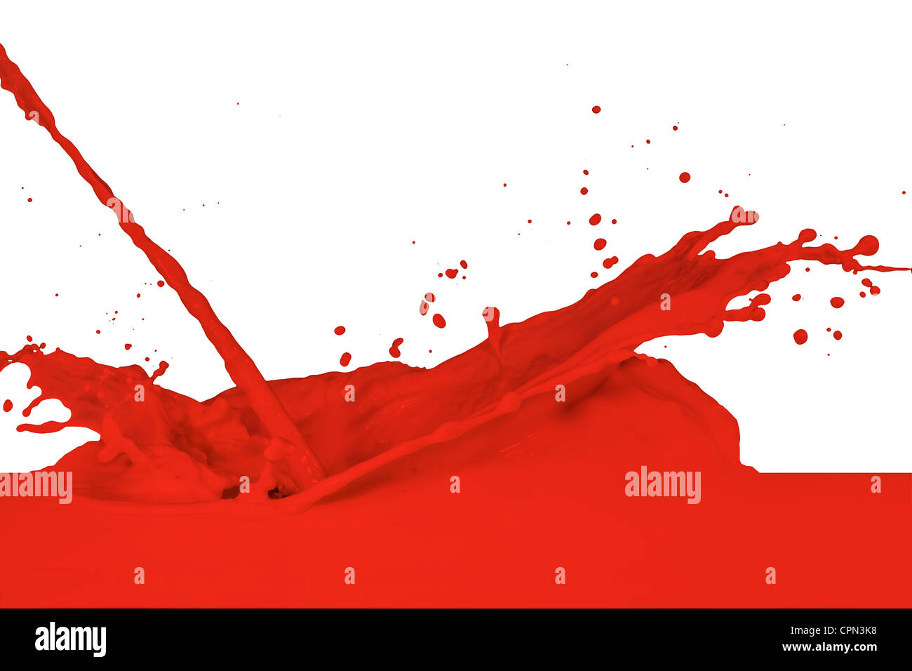 red paint splashing isolated on white Stock Photo - Alamy