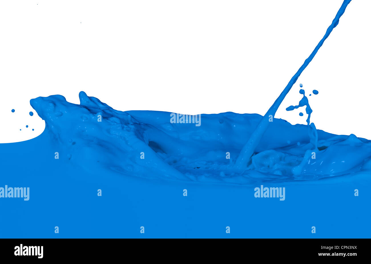 blue paint splashing isolated on white Stock Photo - Alamy