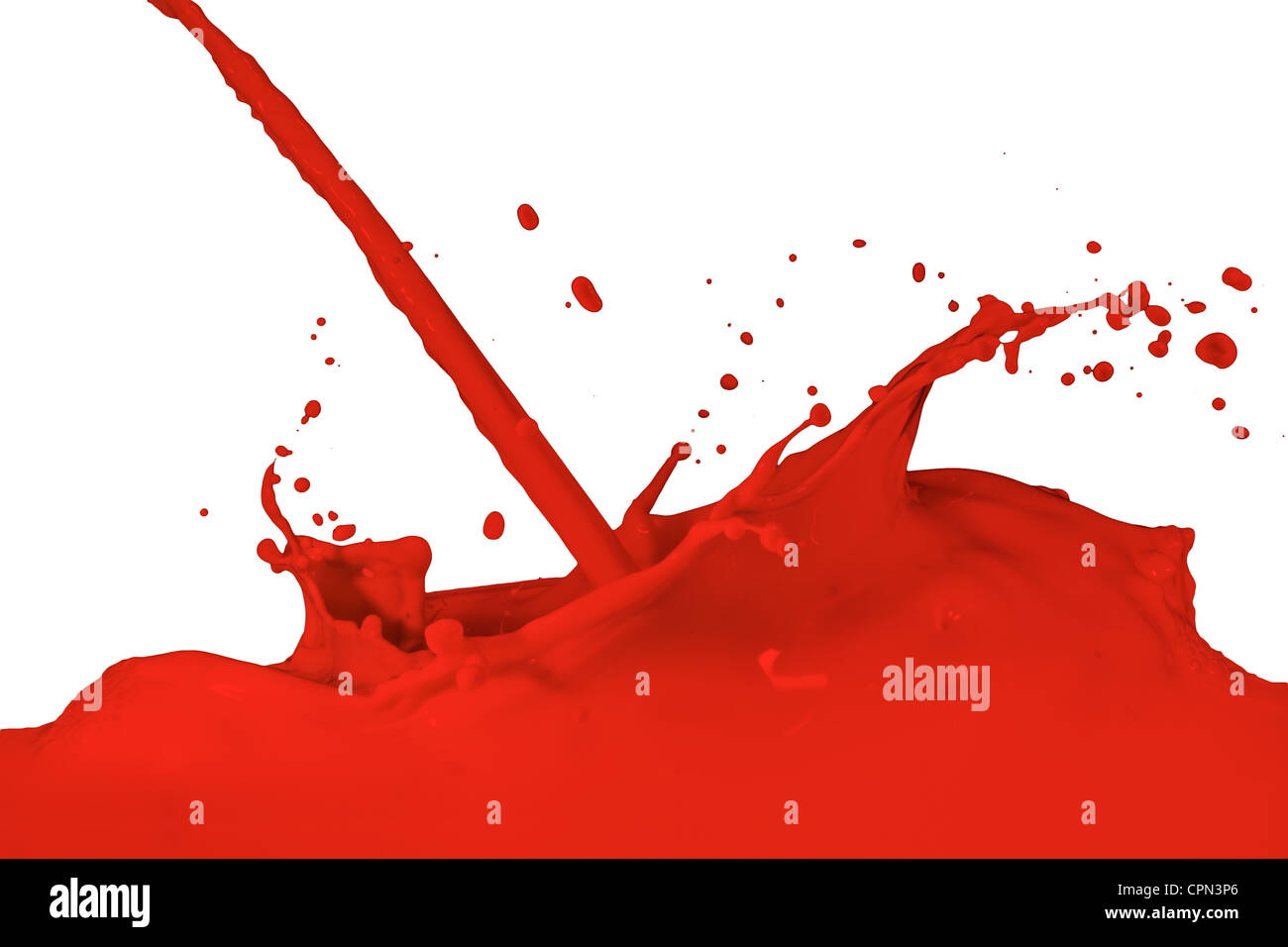 red paint splashing isolated on white Stock Photo - Alamy