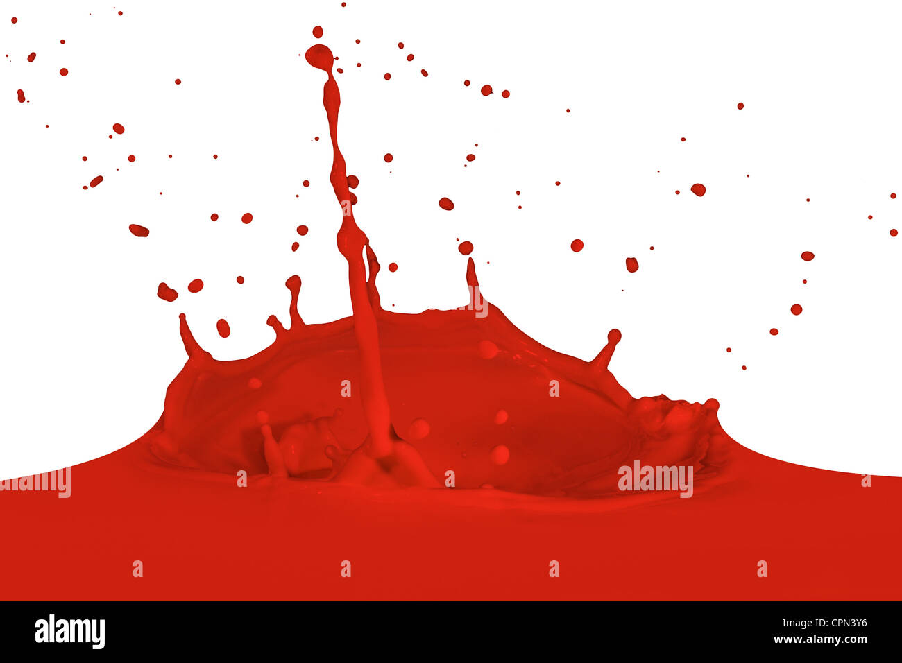 red paint splashing isolated on white Stock Photo - Alamy