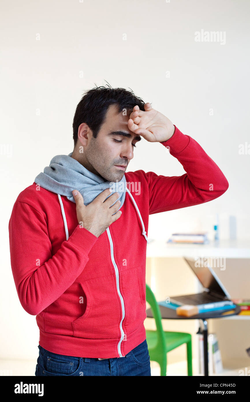 MAN WITH FEVER Stock Photo - Alamy