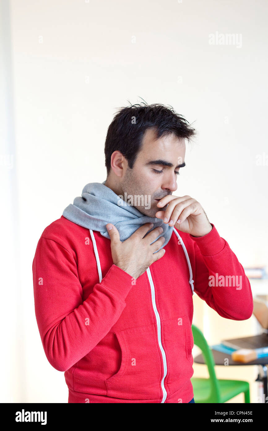 Cough man coughing indoor hi-res stock photography and images - Alamy