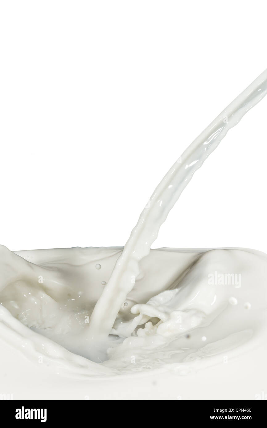 splashing milk isolated on white background Stock Photo - Alamy