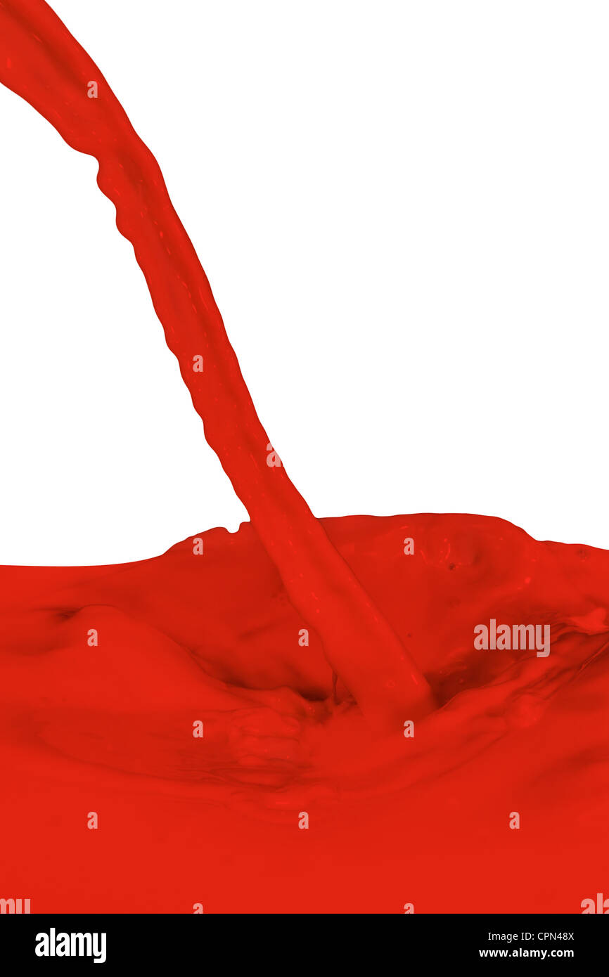 red paint splashing isolated on white Stock Photo - Alamy