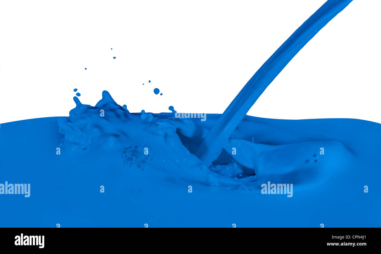 blue paint splashing isolated on white Stock Photo - Alamy