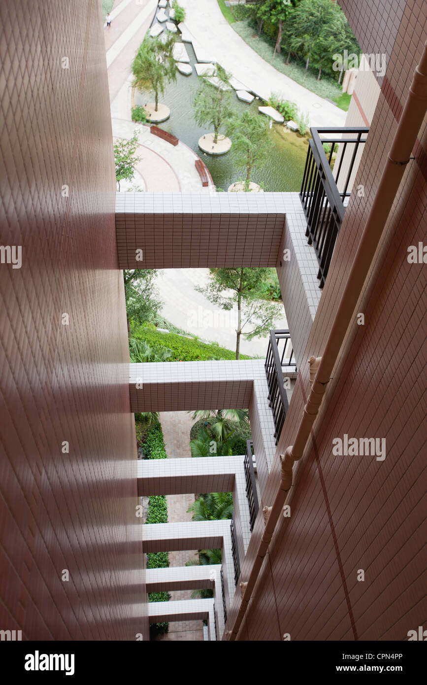 Repeating balconies on high rise building, cropped Stock Photo - Alamy