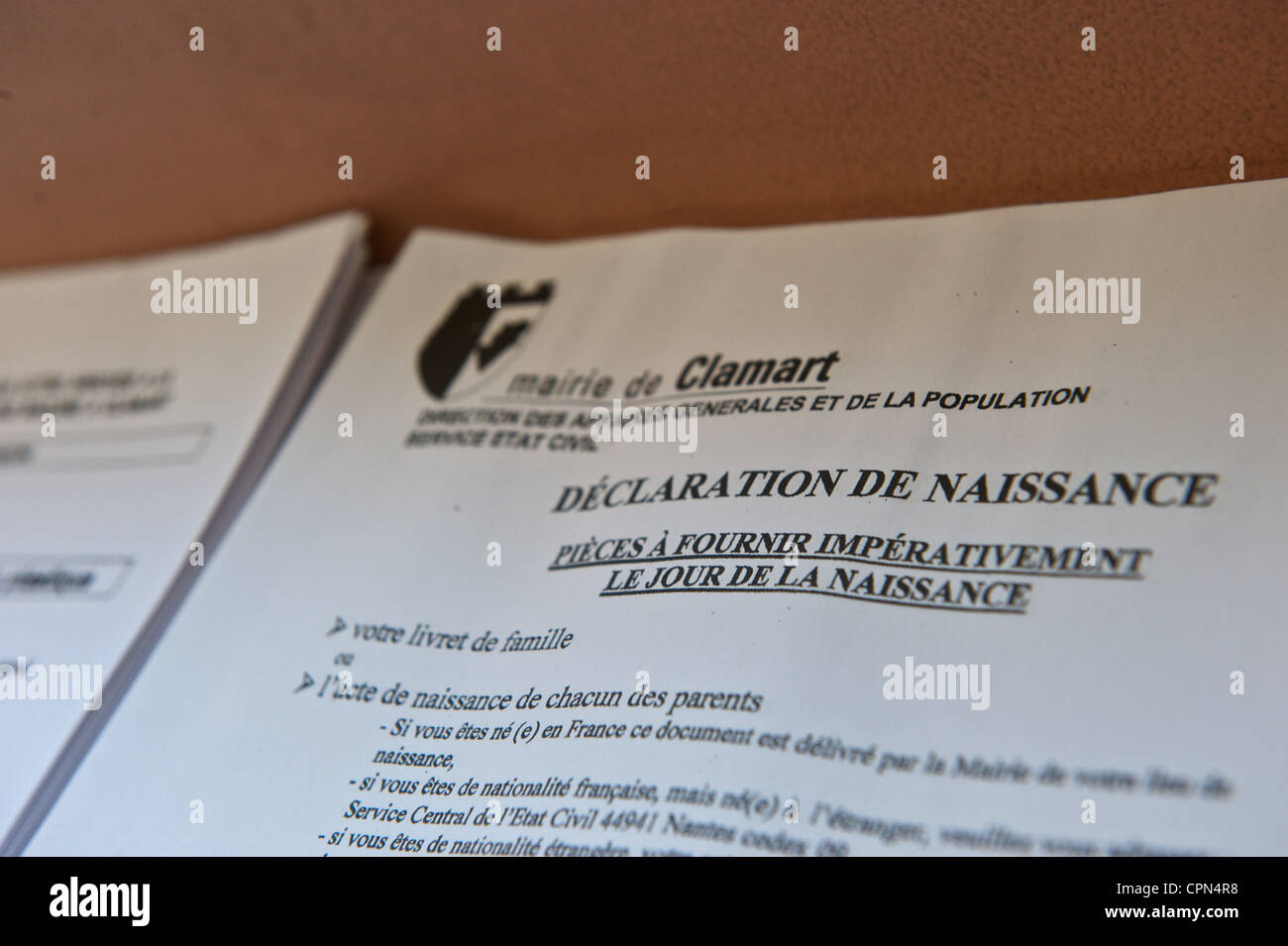 NOTIFICATION OF BIRTH Stock Photo - Alamy