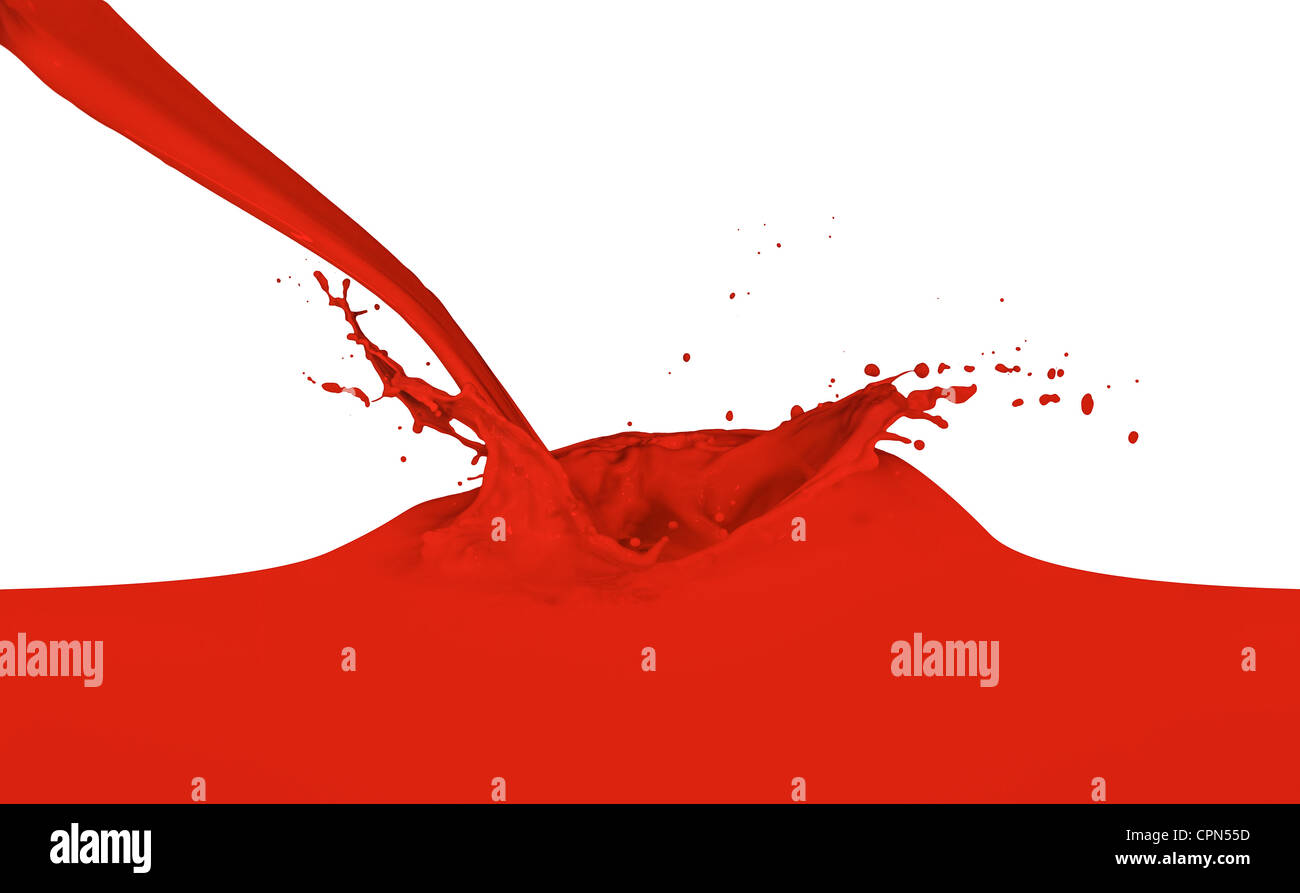red paint splashing isolated on white Stock Photo - Alamy