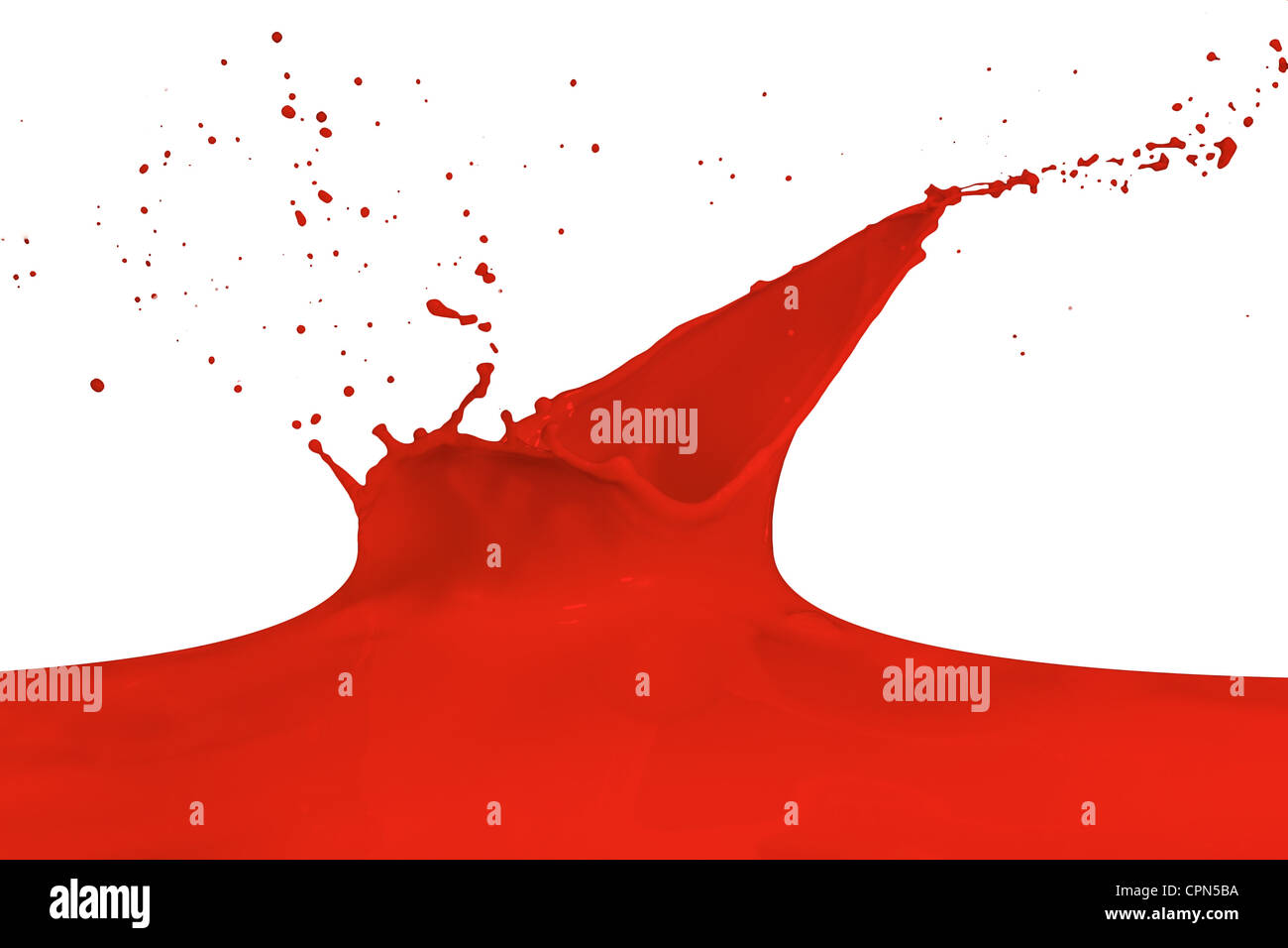 red paint splashing isolated on white Stock Photo - Alamy