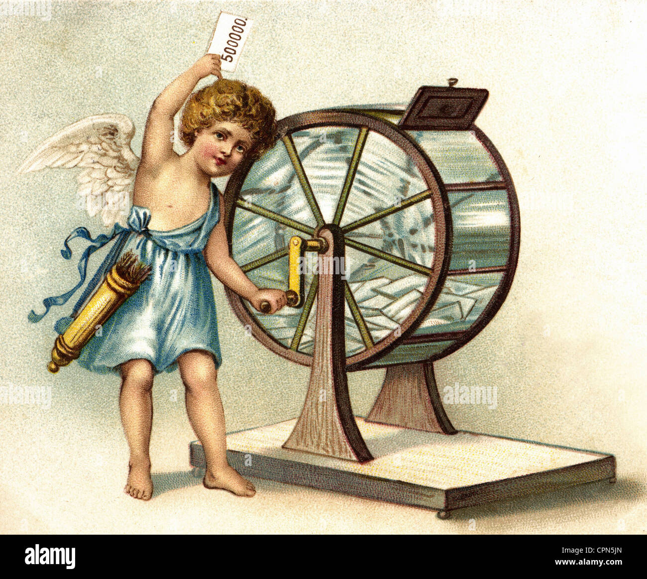 game, game of chance, lottery, angel as fortune fairy winding the ...