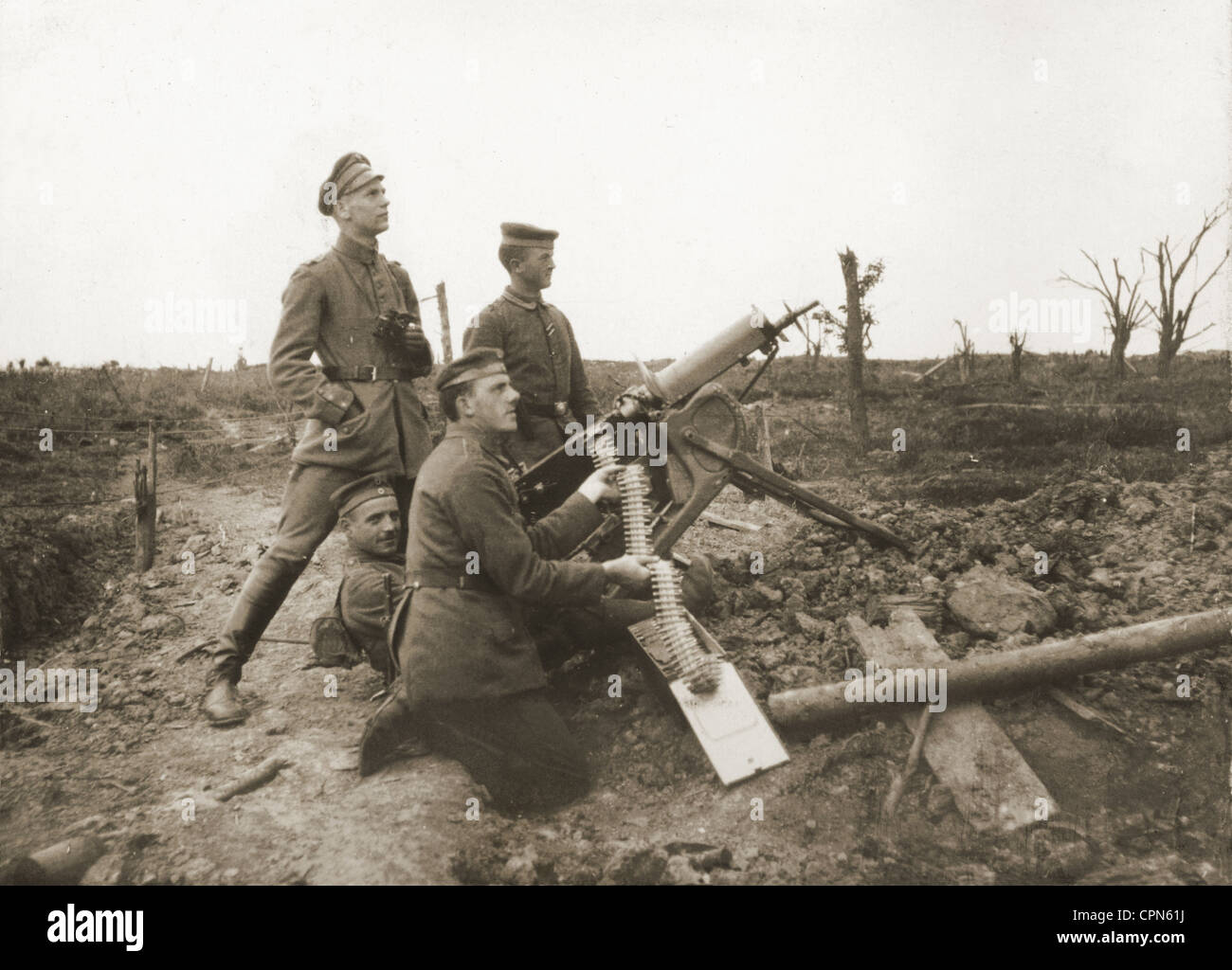 First World War / WWI, German soldiers at the front, Radinghem, France ...
