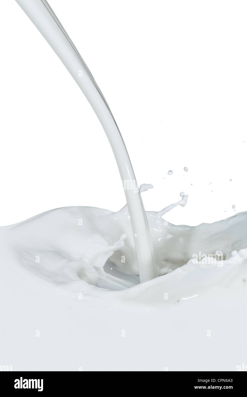 splashing milk isolated on white background Stock Photo - Alamy