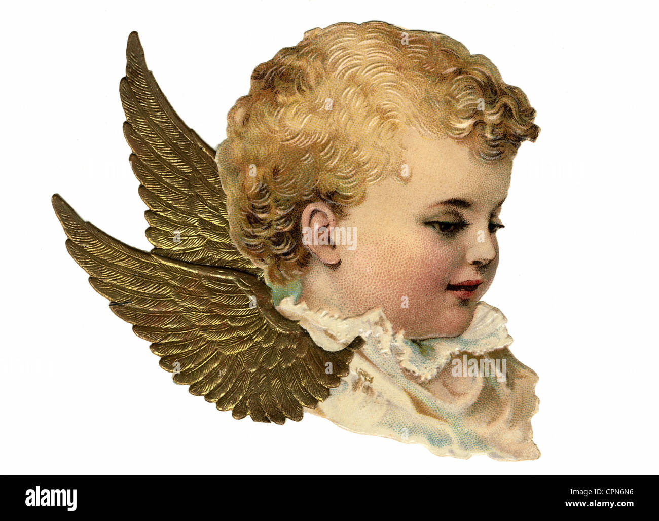 kitsch, angel, little angel with golden wings, scrap-picture ...