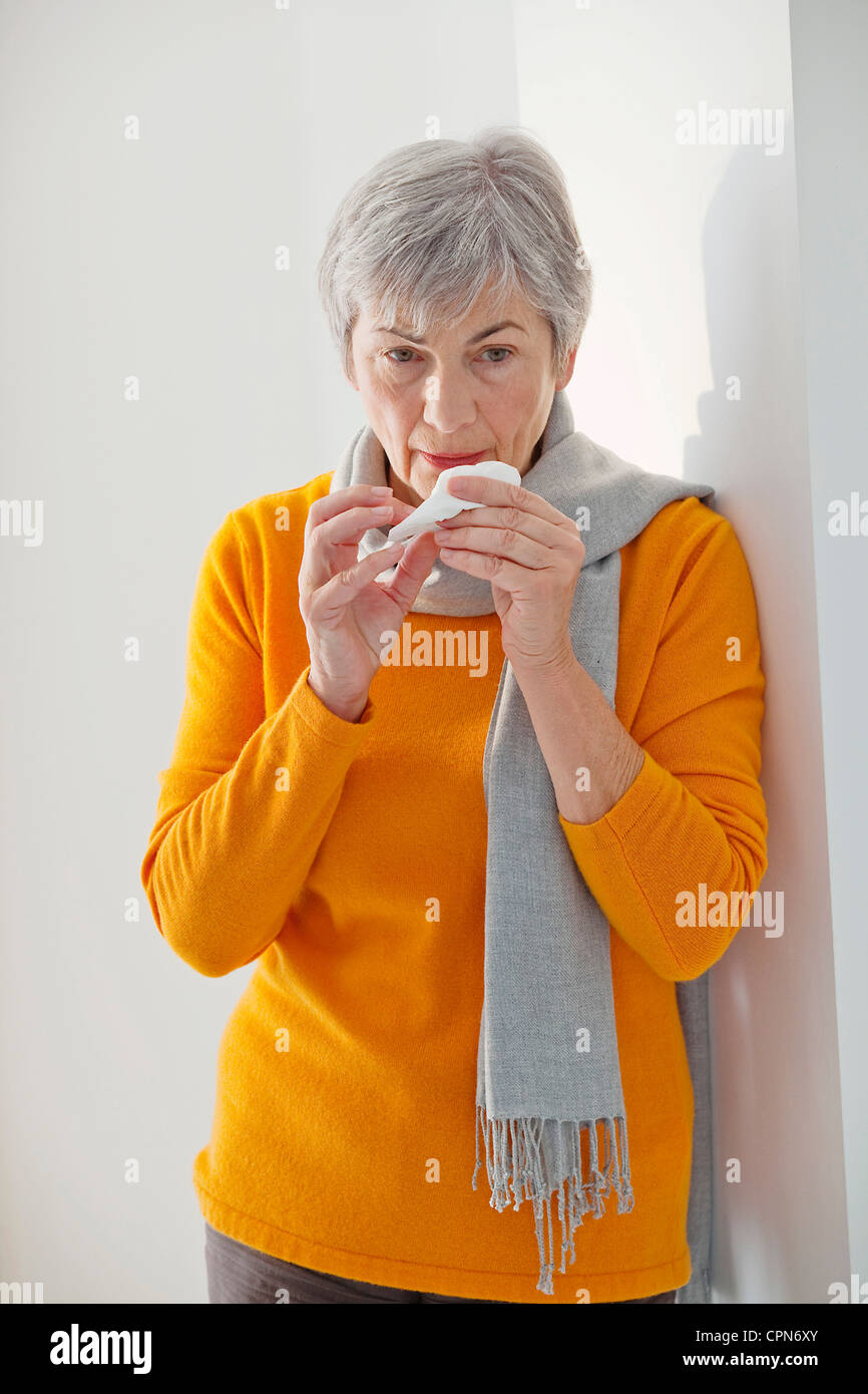 ELDERLY PERSON WITH RHINITIS Stock Photo - Alamy