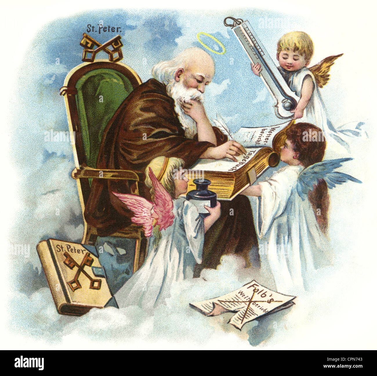 weather, Saint Peter, writing weather forecast, Austria, 1899 ...