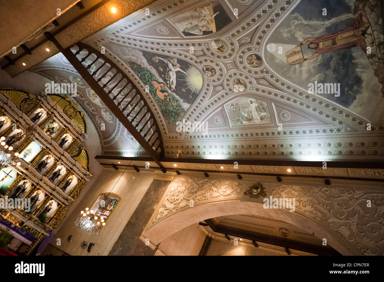 A ceiling mural at The Minor Basilica of the Santo Nino. Cebu City ...