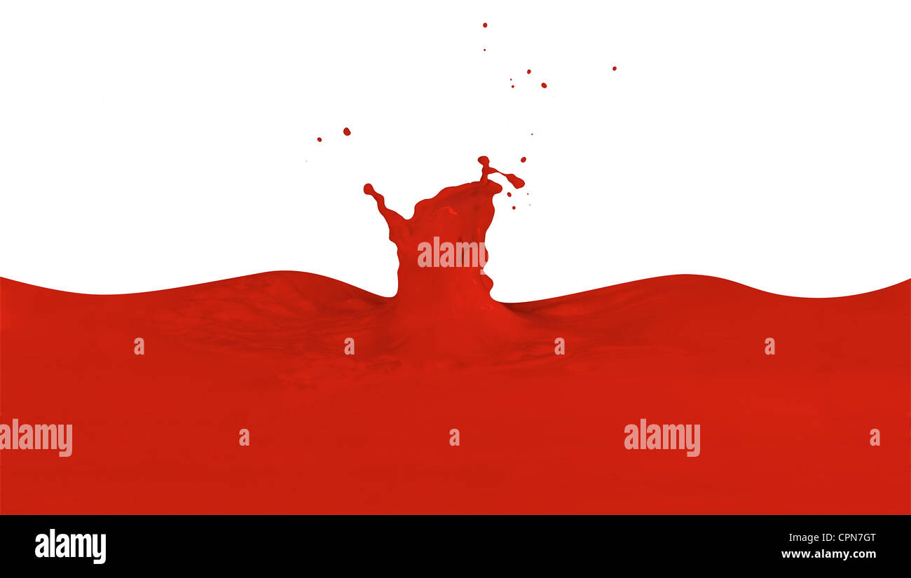 red paint splashing isolated on white Stock Photo - Alamy