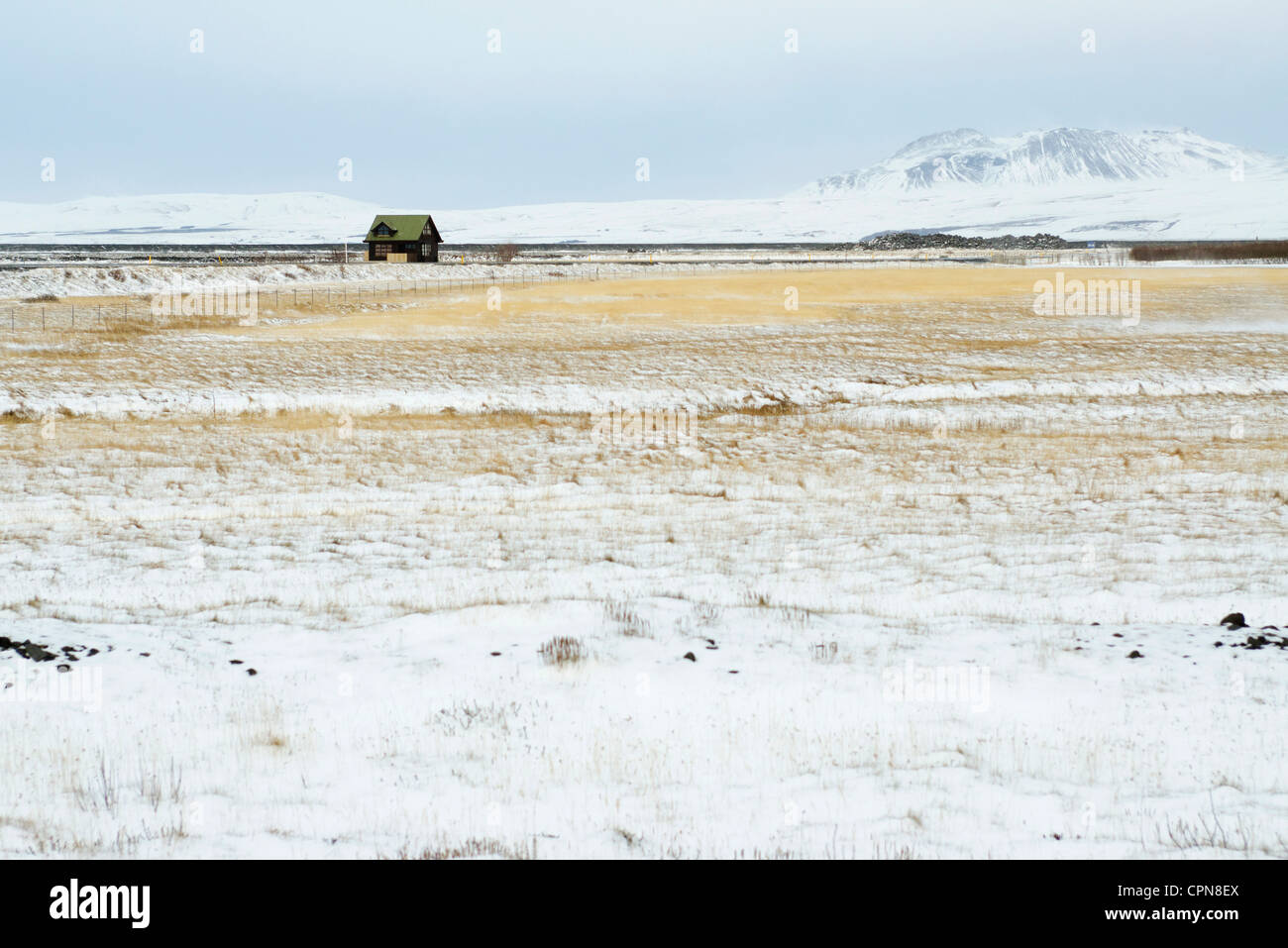 Remote house along Route 1 near Skogar, Iceland Stock Photo - Alamy