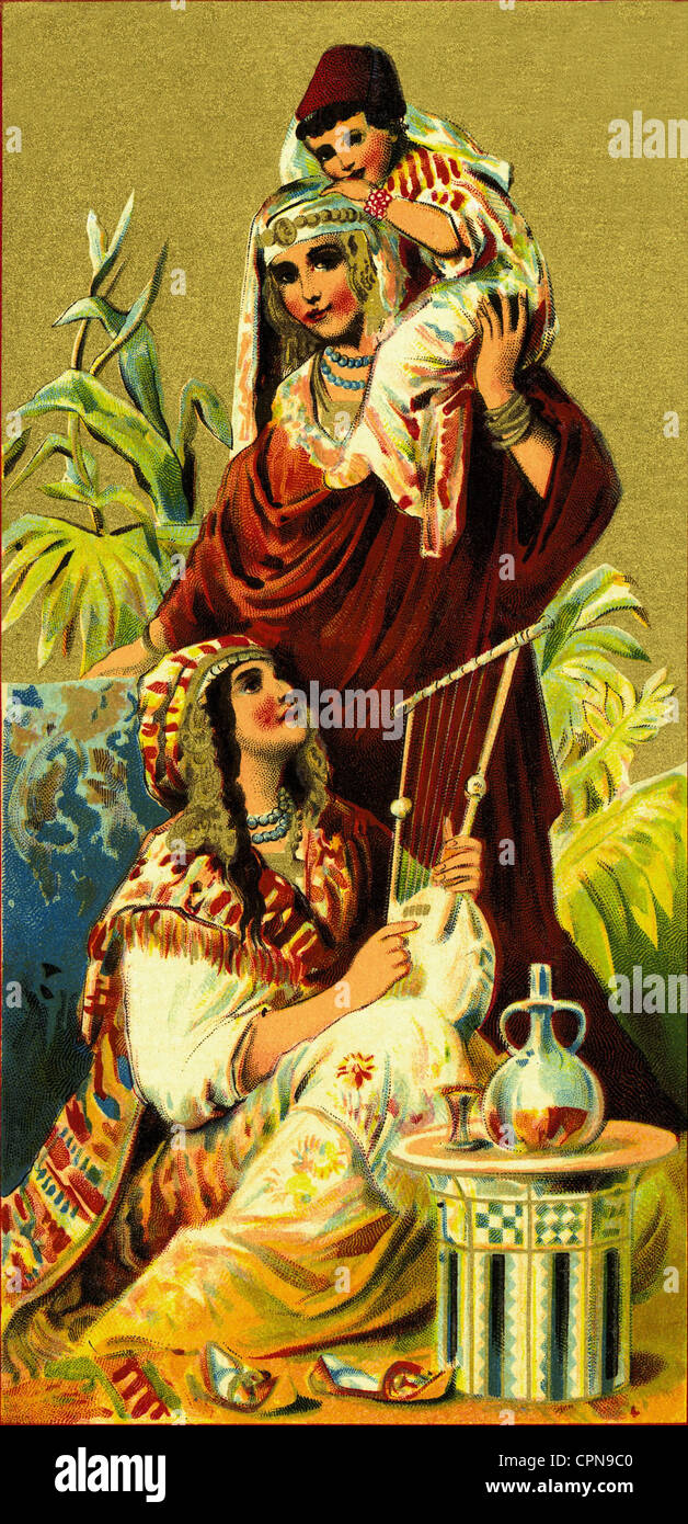 fashion, Turkey, two Turkish women, with child, package insert for a ...