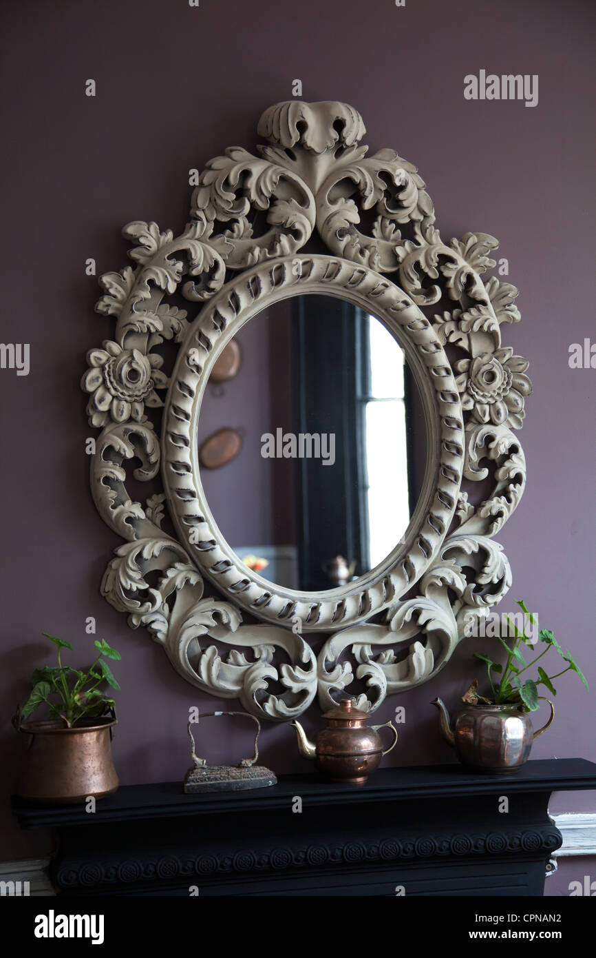 Mantelpiece with overhead Mirror Stock Photo - Alamy