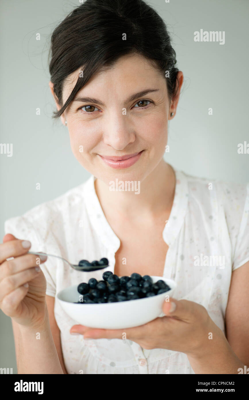 Woman blueberries portrait eating hi-res stock photography and images ...
