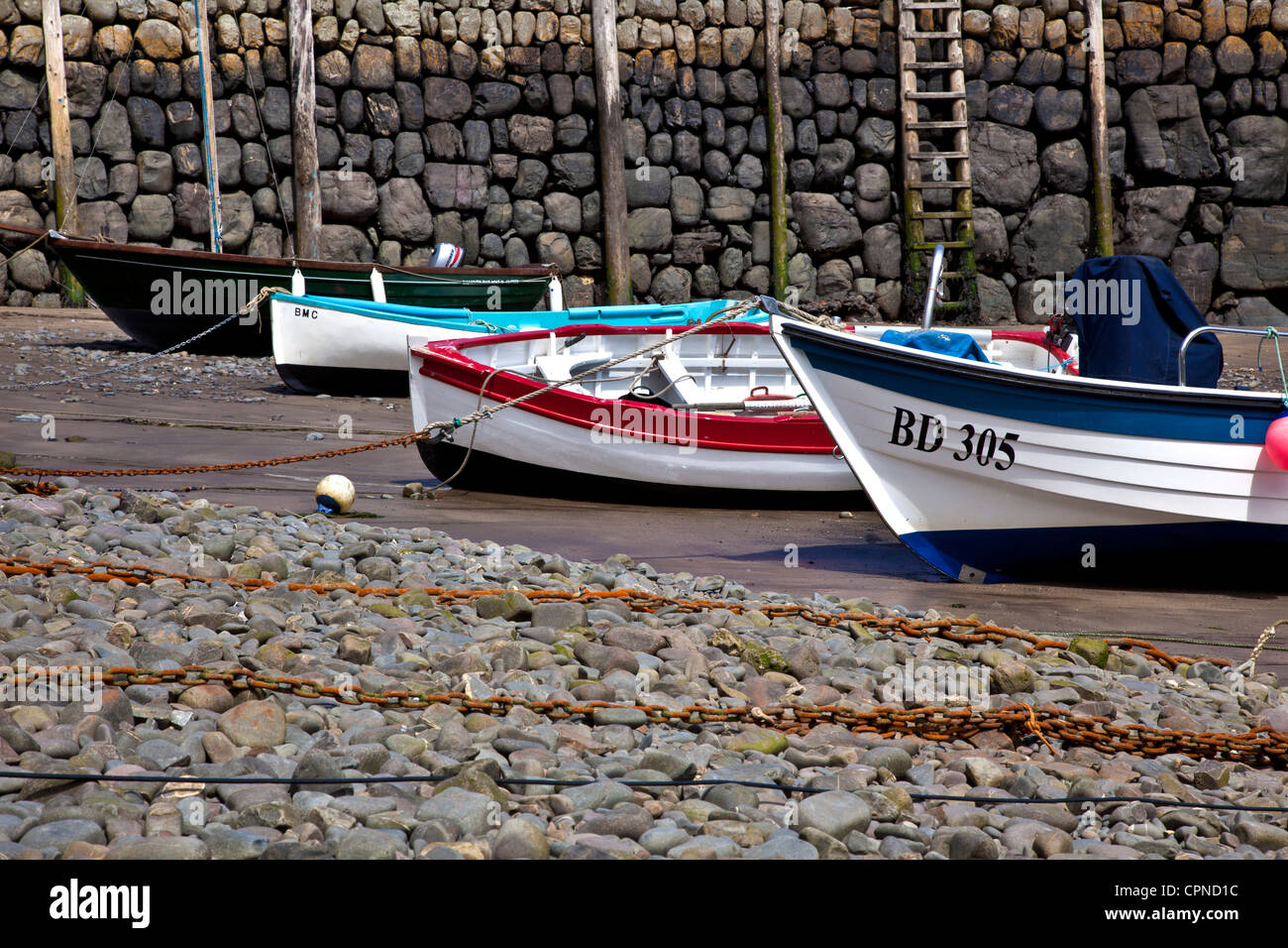 Boats Lying on Harbour Bottom at Low Tide at Clovelly in North Devon ...
