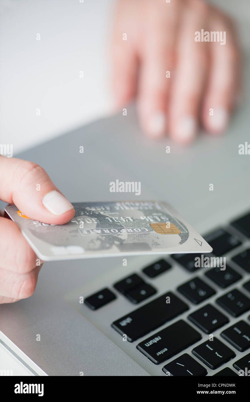 Computer credit card visa woman hi-res stock photography and images - Alamy