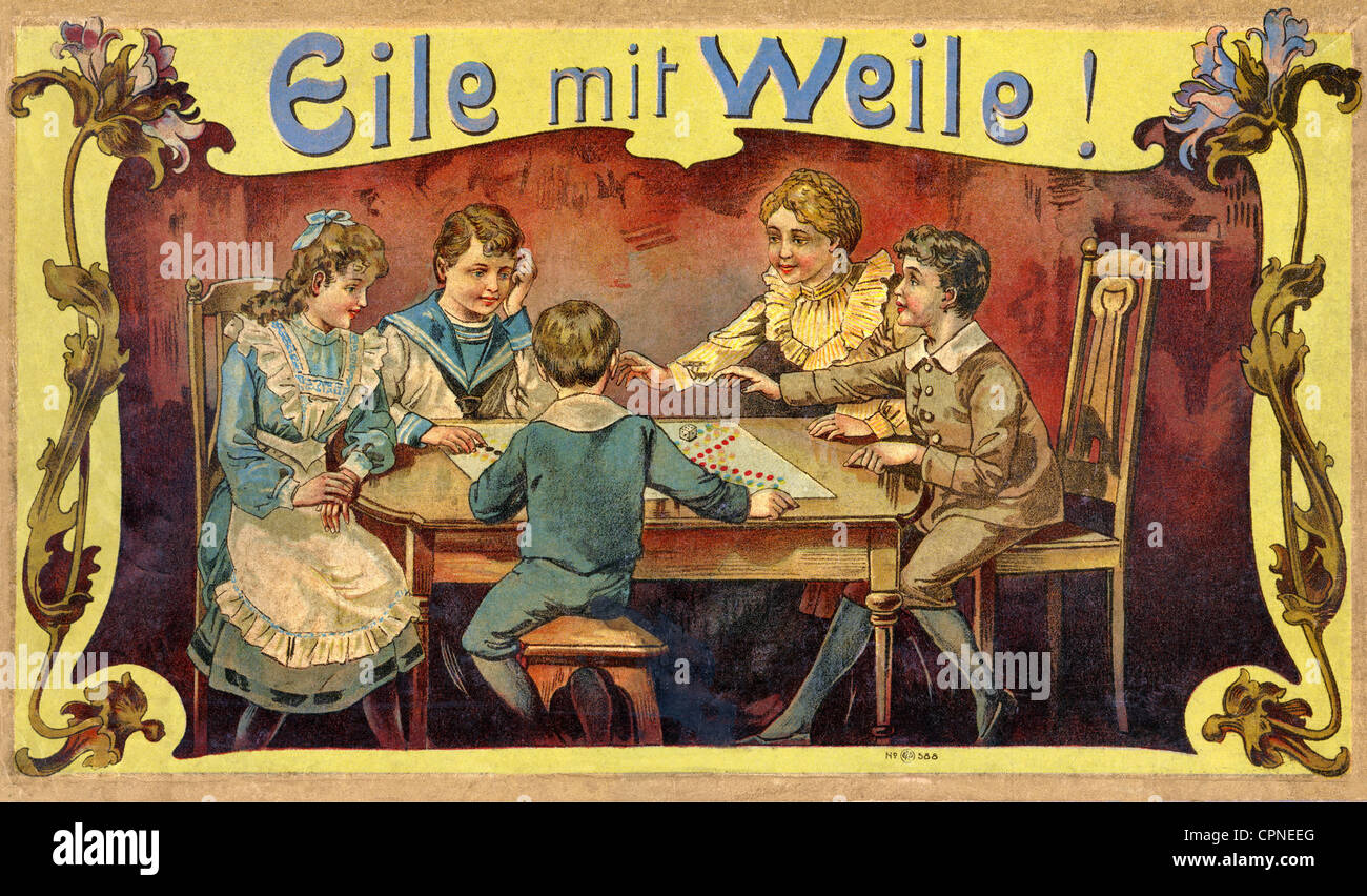 game, parlour game, "Eile mit Weile" (More haste, less speed), other ...