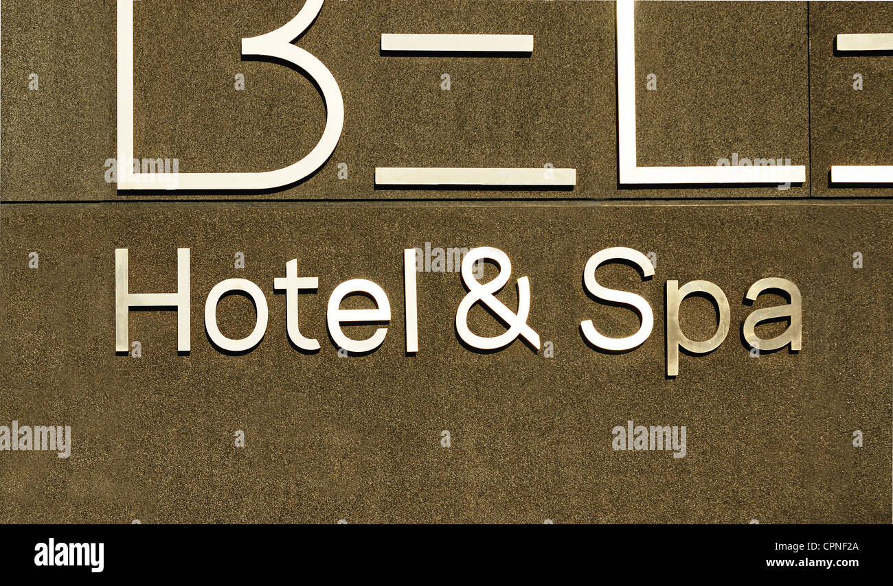 modern and design urban hotel and spa sign Stock Photo - Alamy