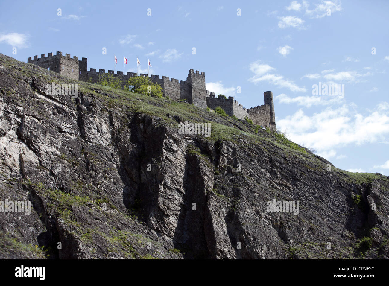 The castle ruins of Tourbillon in Sion, the capital of the canton of ...
