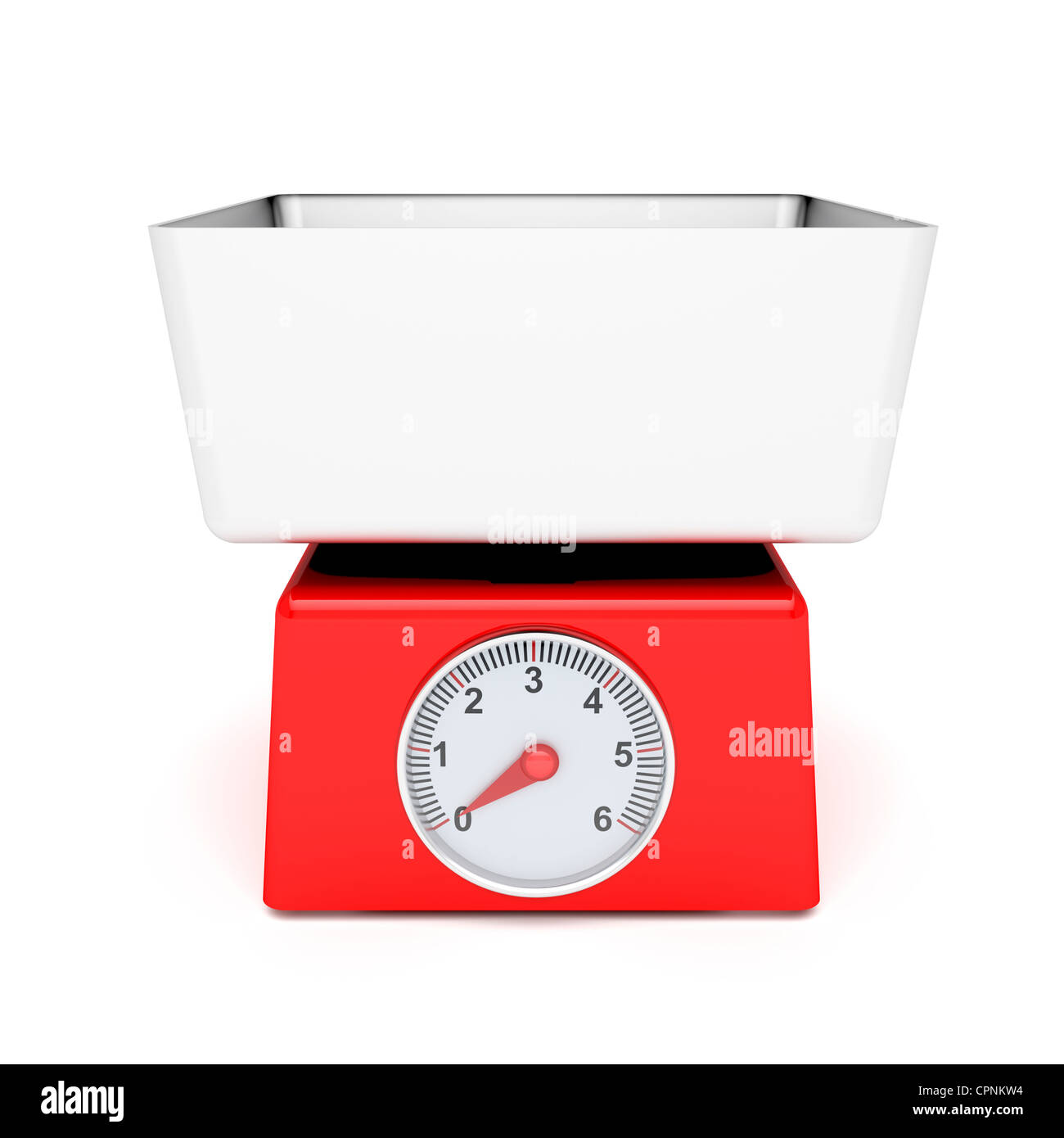 Retro kitchen weight scale on white background. Front view Stock Photo ...