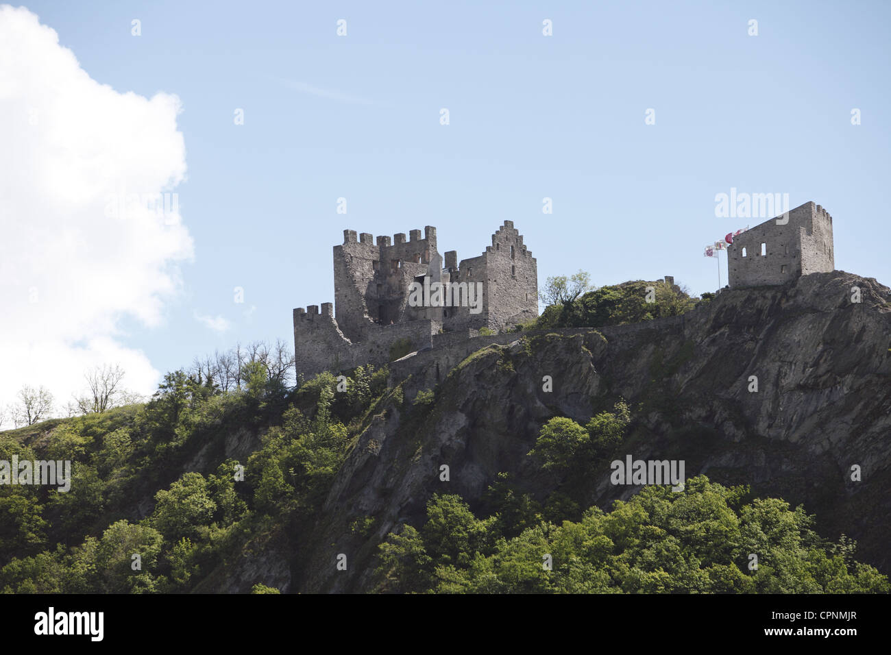 The castle ruins of Tourbillon in Sion, the capital of the canton of ...