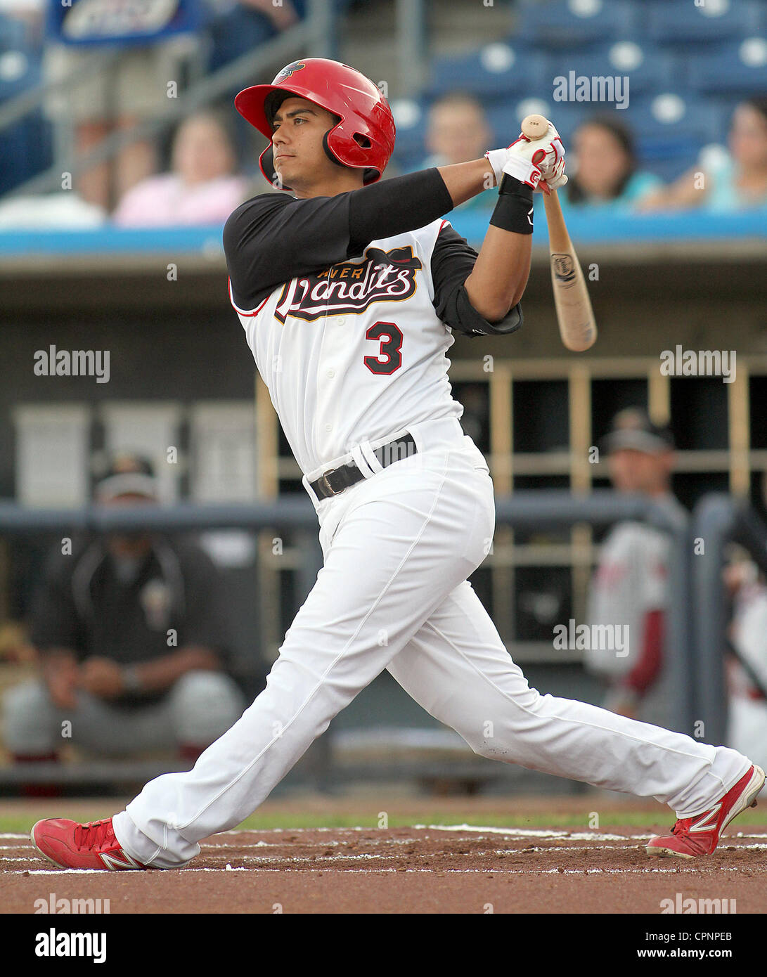 May 24, 2012 - Davenport, Iowa, U.S. - River Bandits third baseman ...