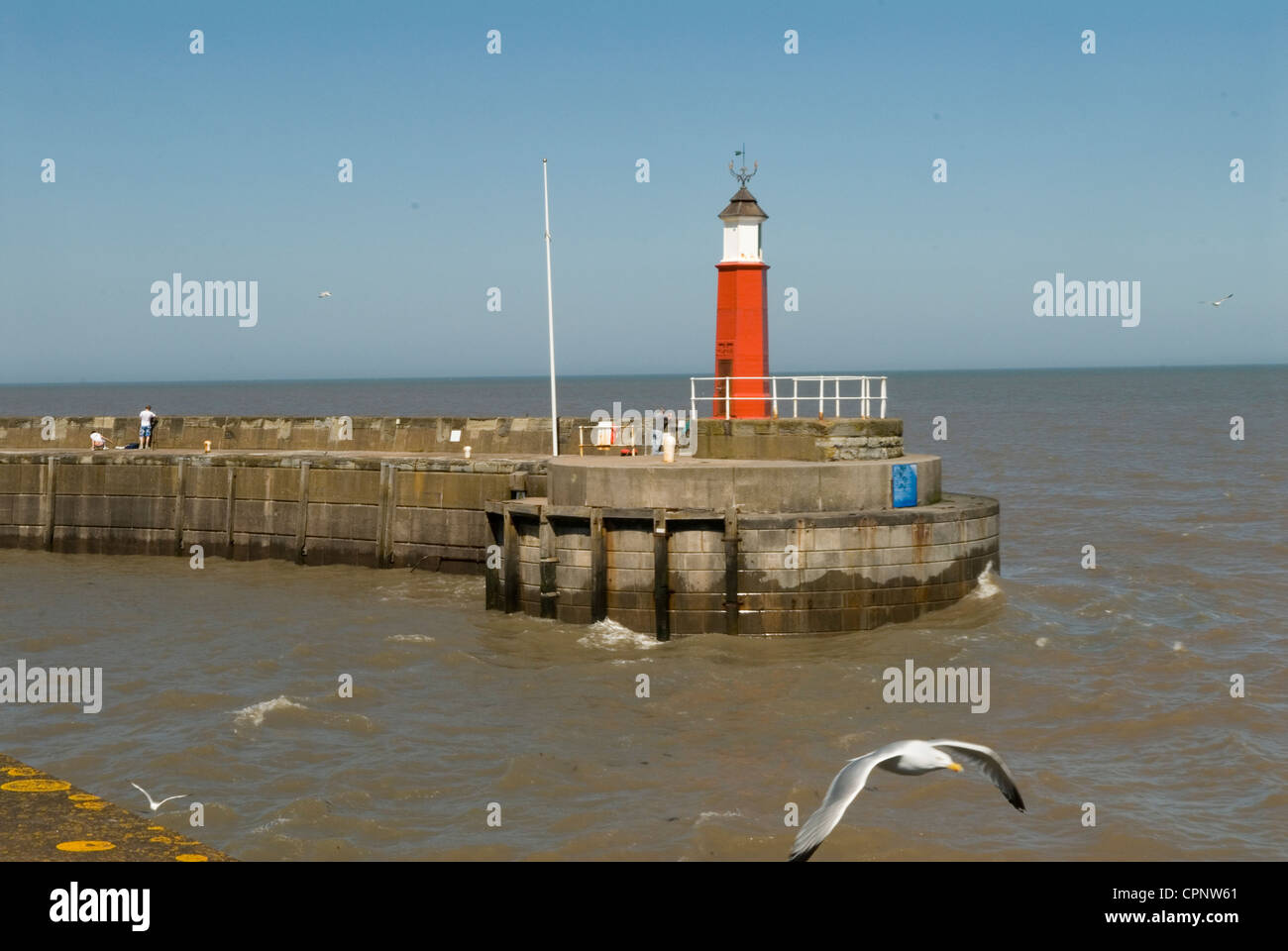 Watchet Somerset Uk. Harbour harbor wall and Lighthouse. HOMER SYKES ...
