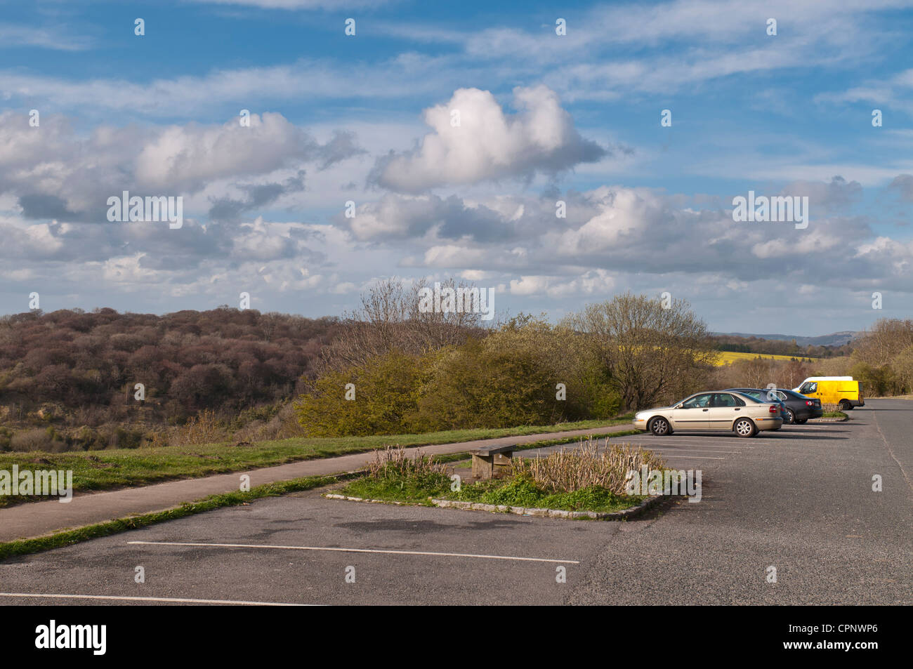 Car Park at Barrow Wake Viewpoint, near Birdlip, Gloucestershire, UK ...