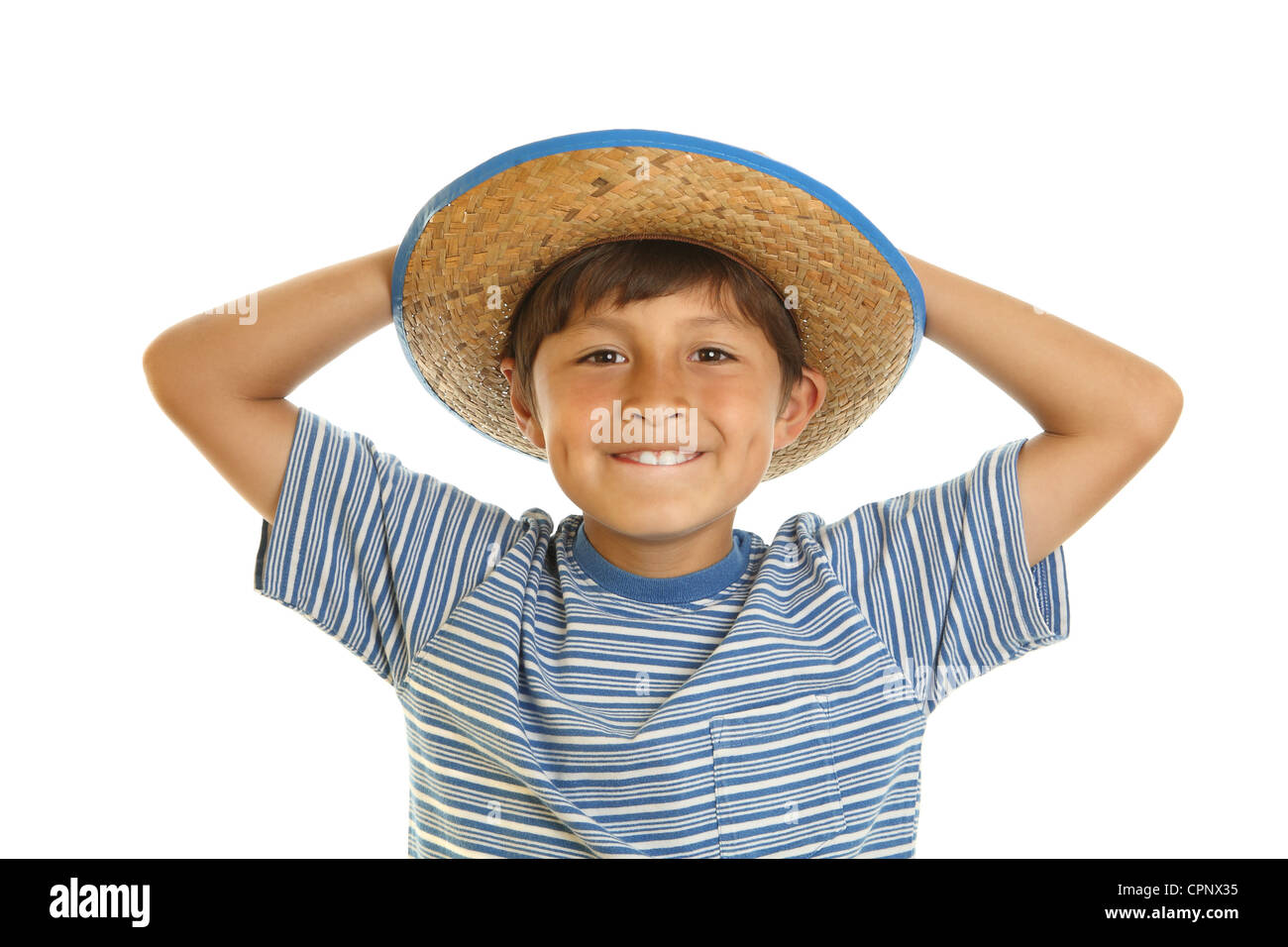 Young boy in toy cowboy hat Stock Photo - Alamy