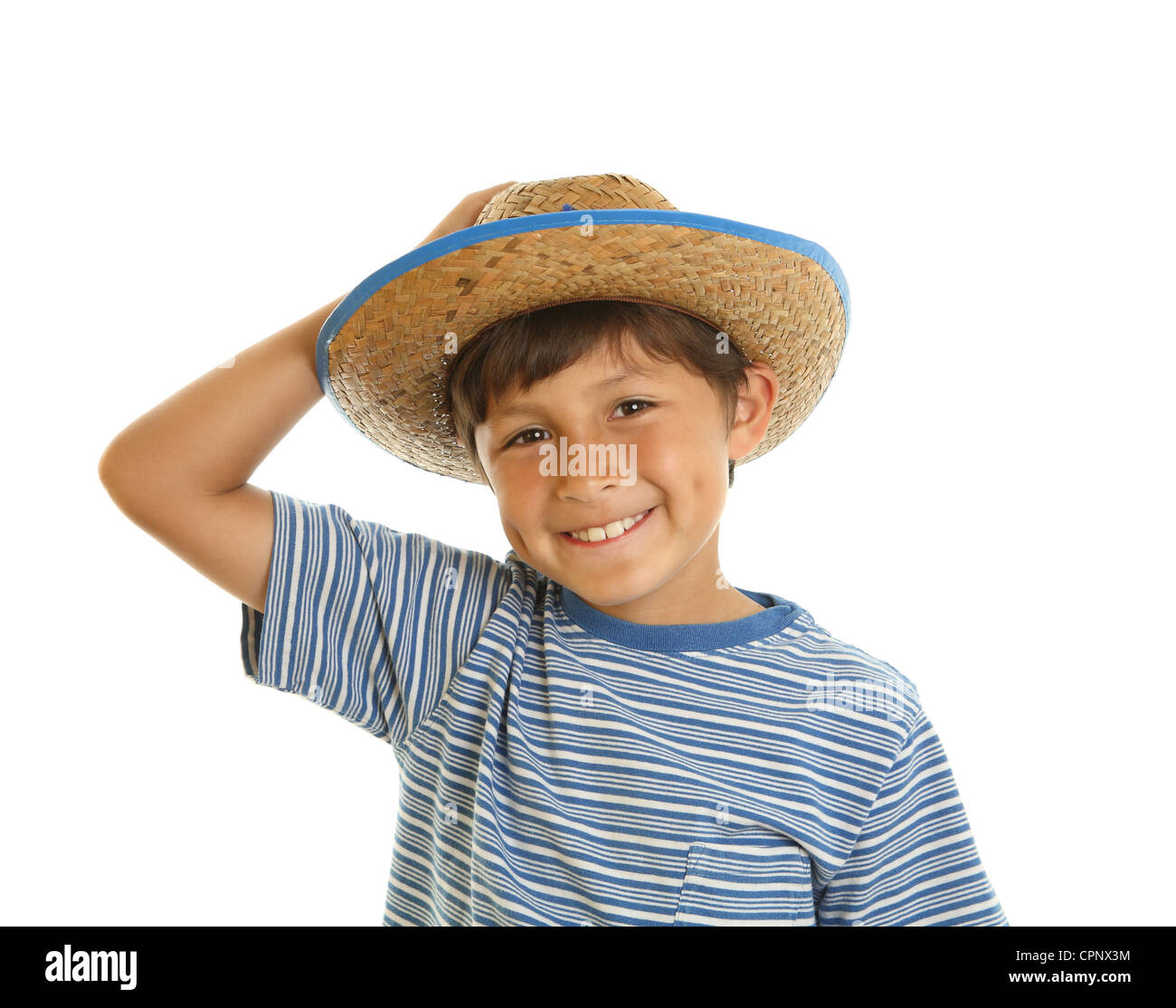 Young boy in toy cowboy hat Stock Photo - Alamy