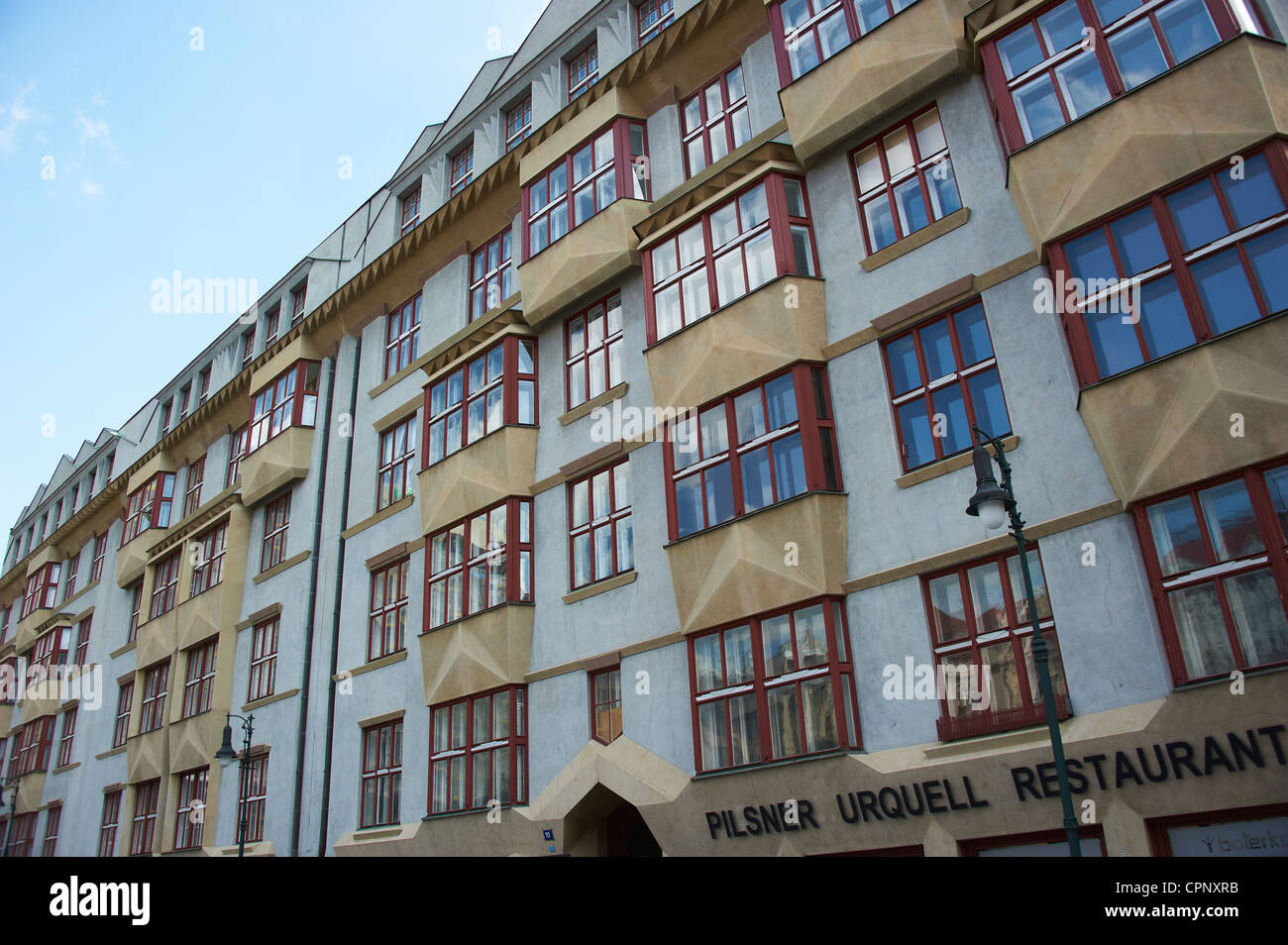 Namesti Curieovych square with Cubist residential building at Elisky ...