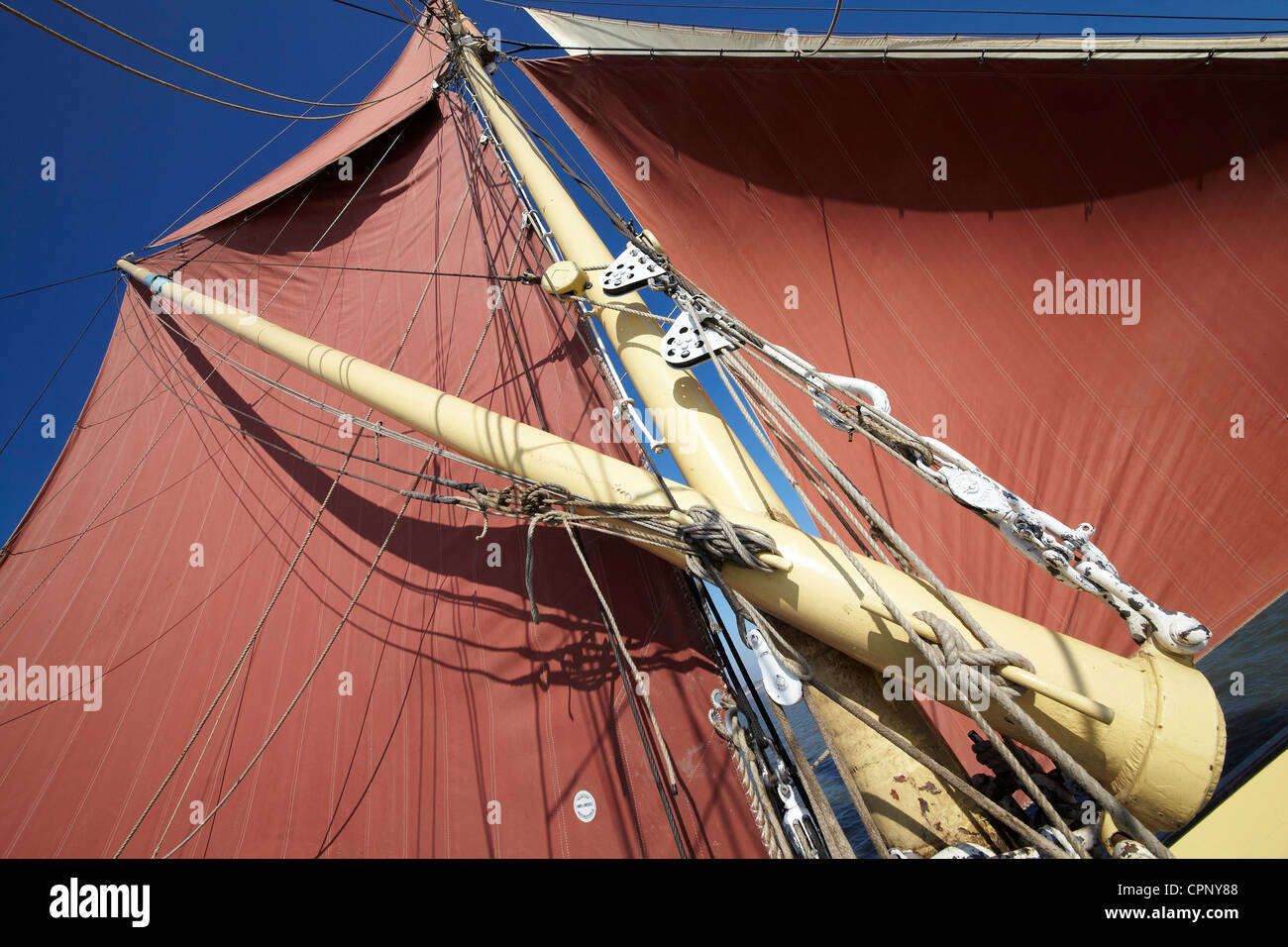 Thames sailing barge with sail and sprit Stock Photo - Alamy