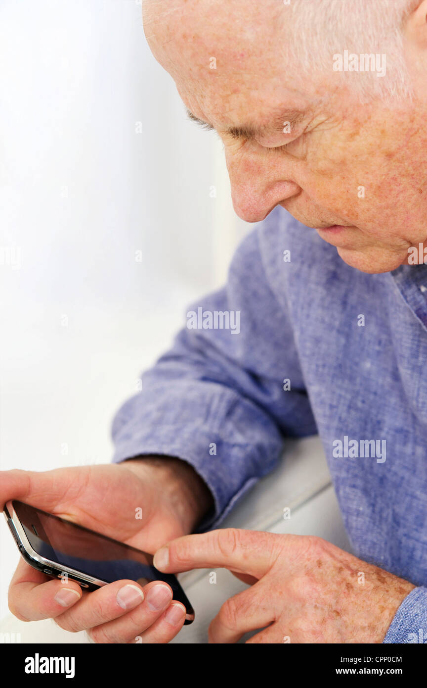 ELDERLY PERSON ON THE PHONE Stock Photo - Alamy