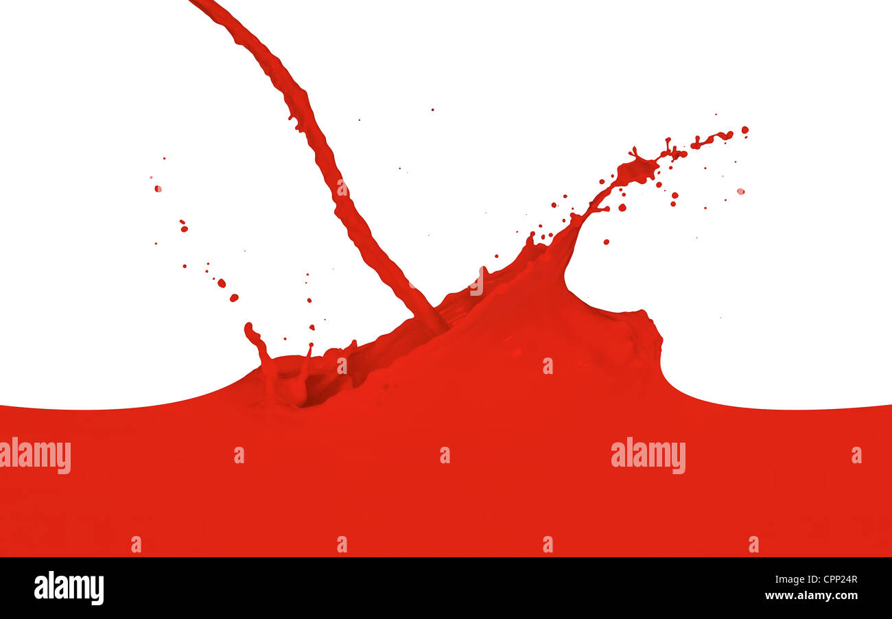 red paint splashing isolated on white Stock Photo - Alamy