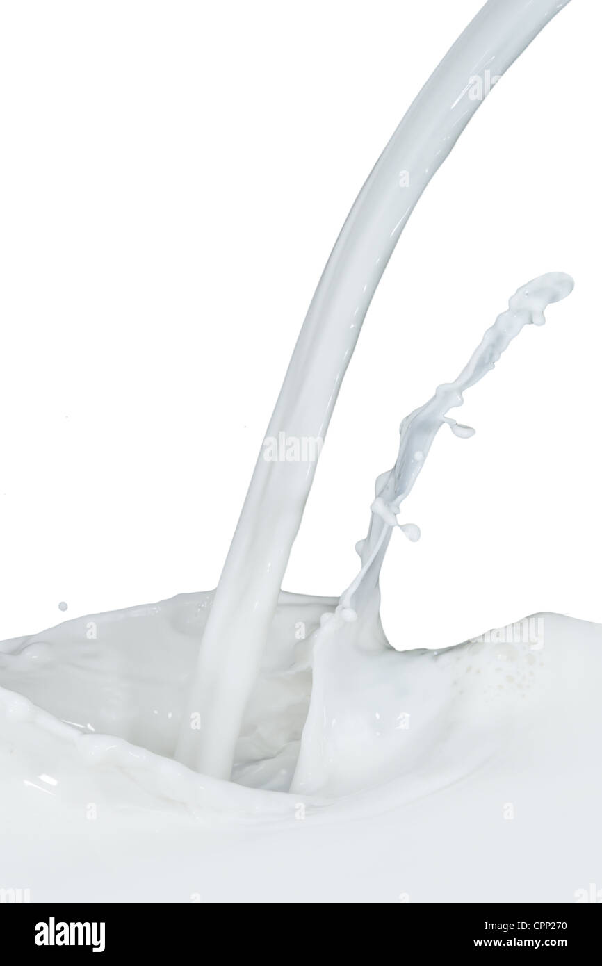 splashing milk isolated on white background Stock Photo - Alamy