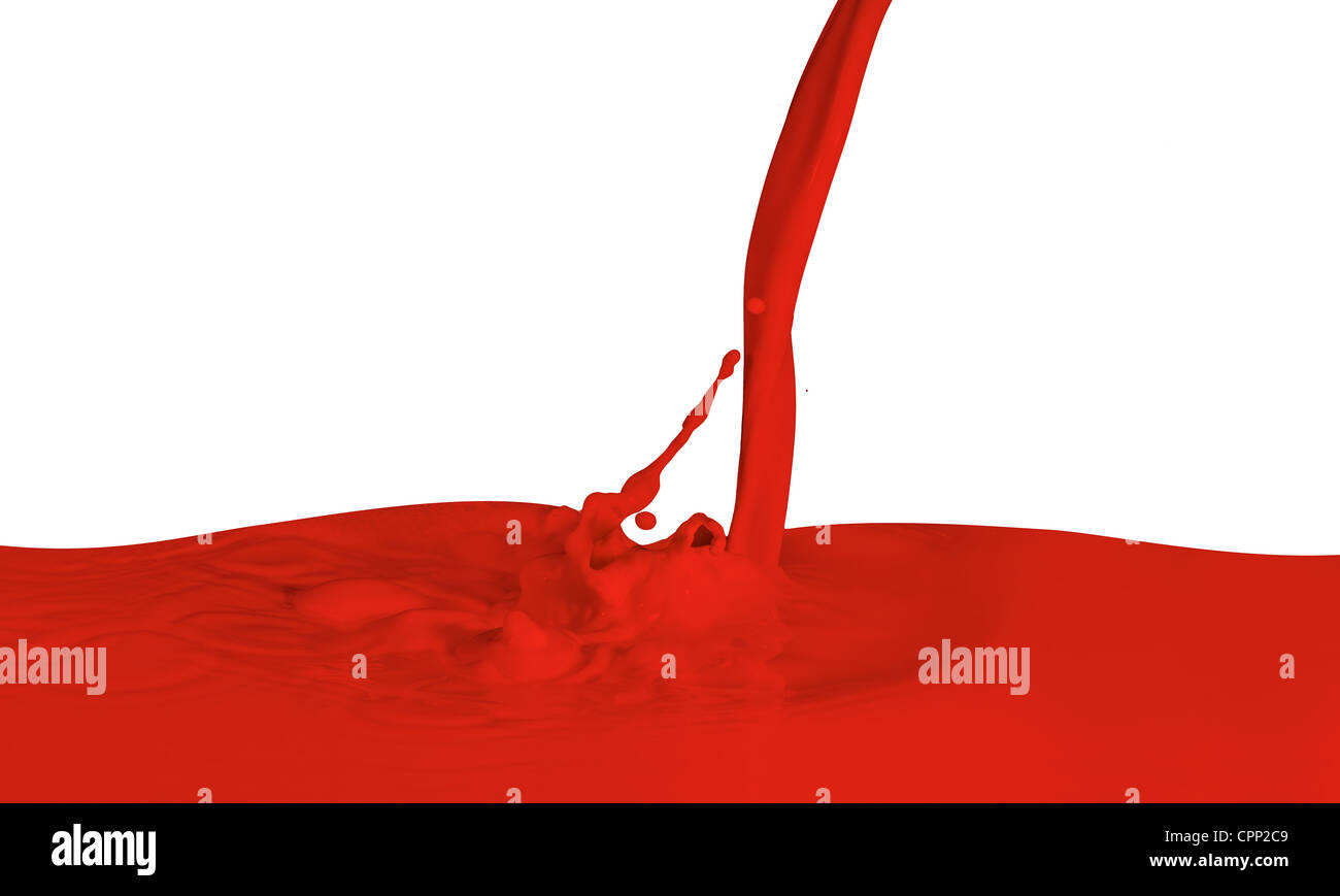 red paint splashing isolated on white Stock Photo - Alamy