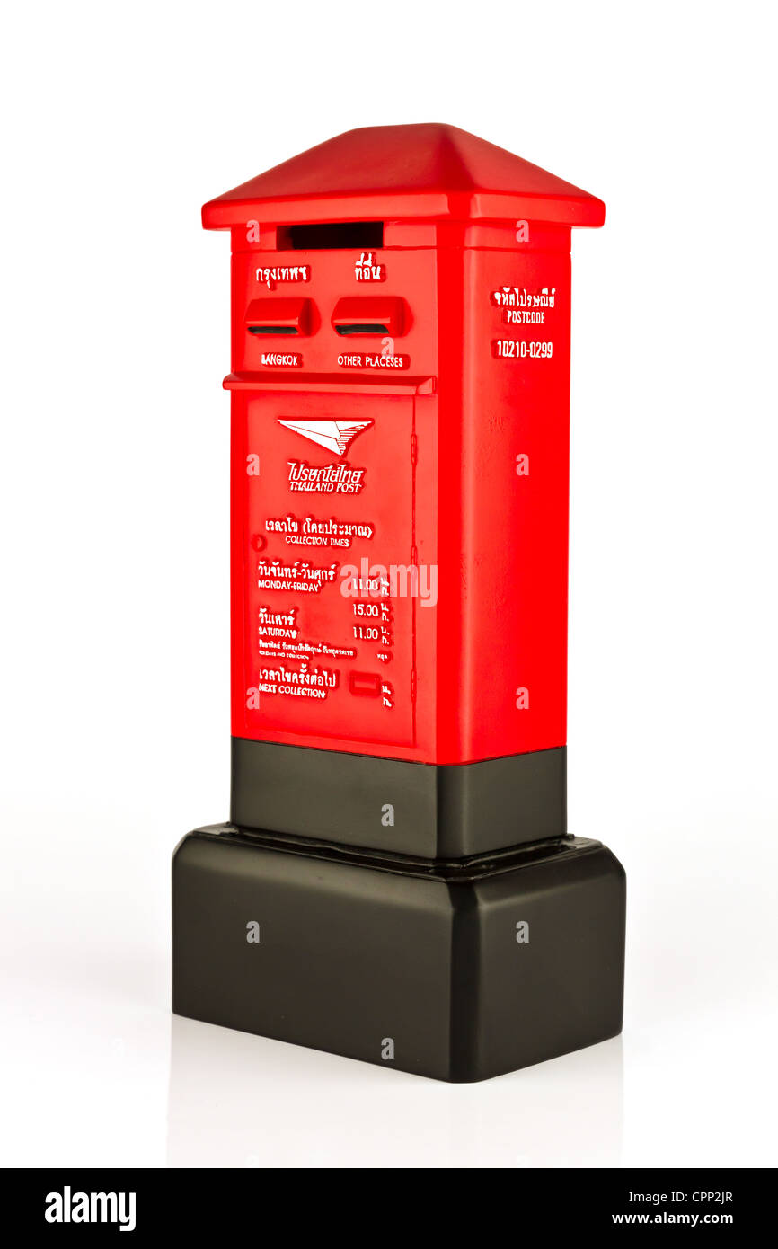Model of Thai post box on white background Stock Photo - Alamy
