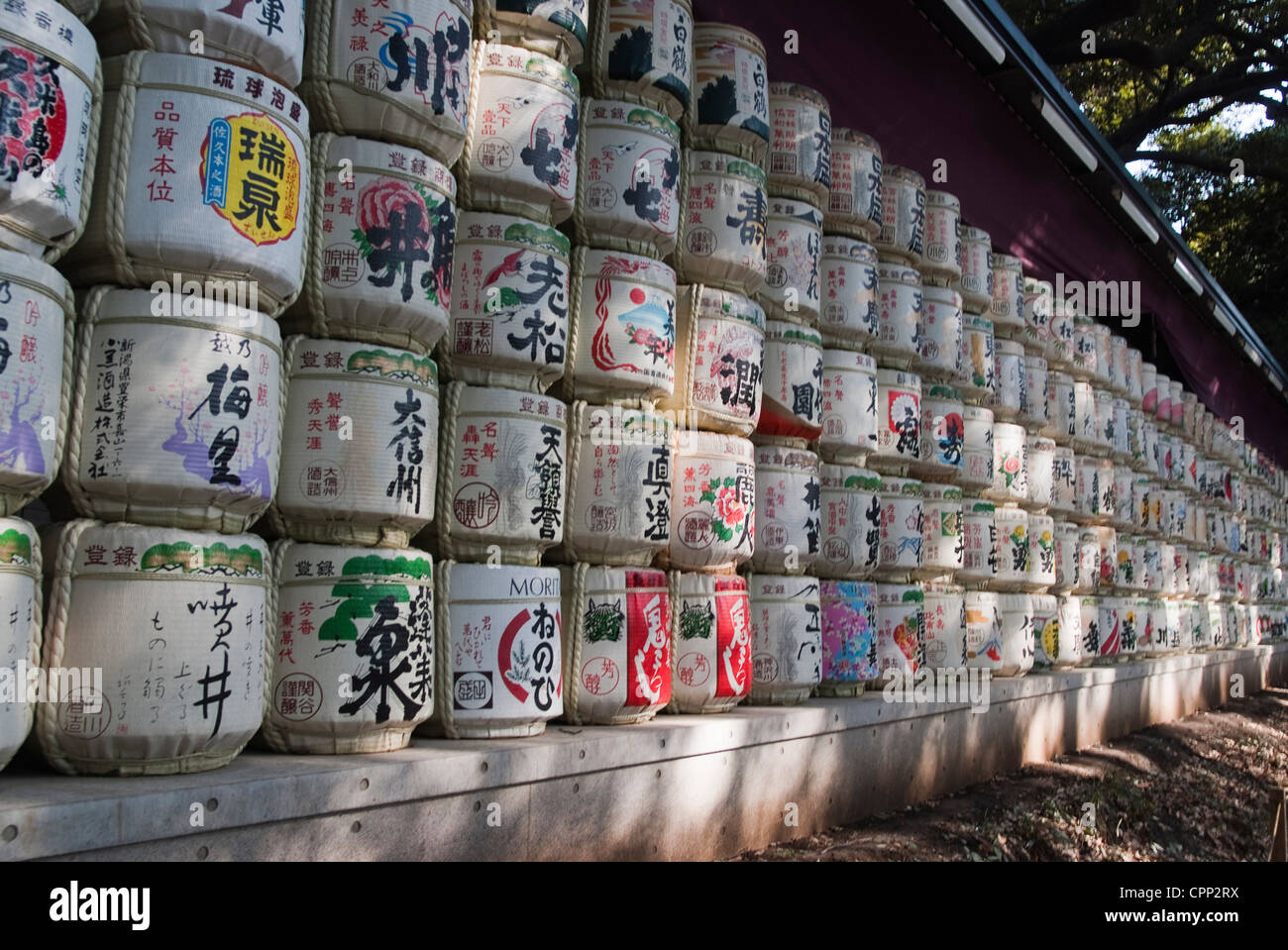 Sake barrels outside temple hi-res stock photography and images - Alamy