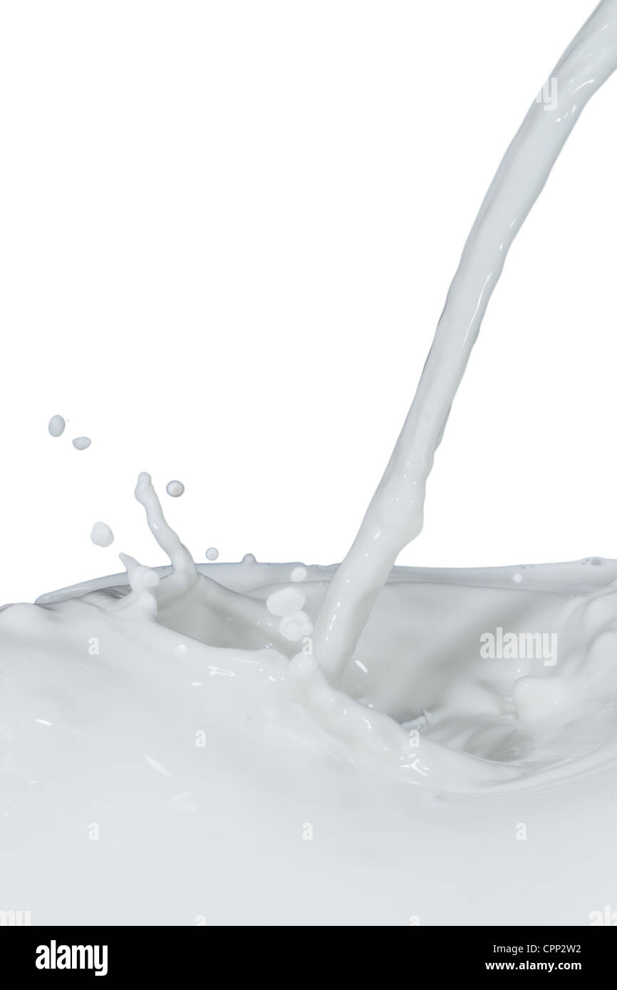 splashing milk isolated on white background Stock Photo - Alamy